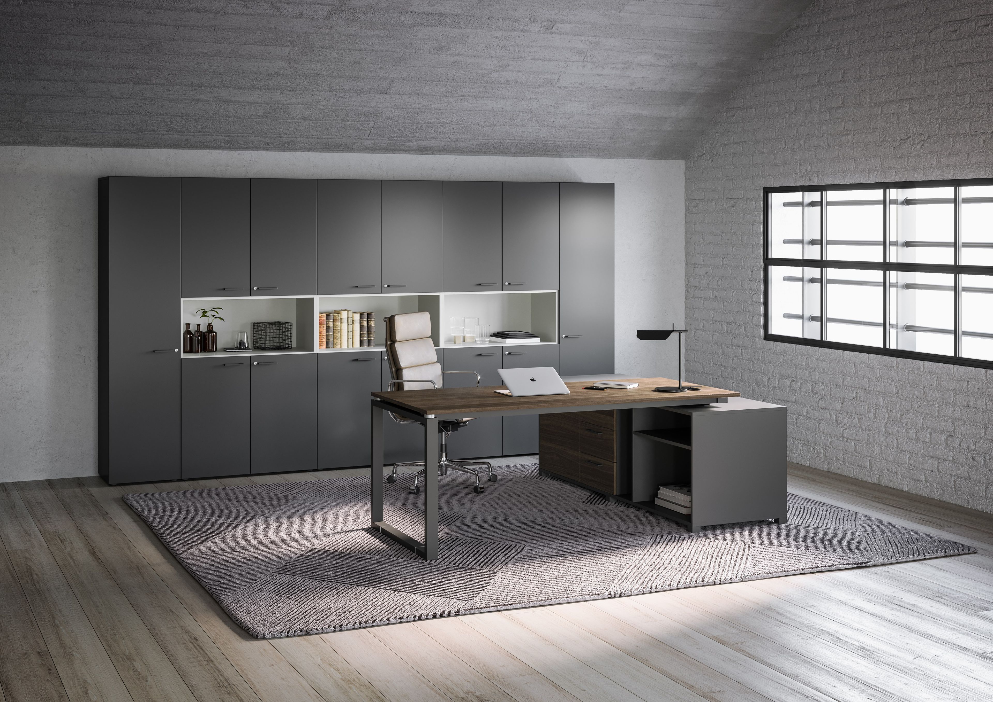 FLOAT OFFICE | Office desk with shelves Float Office Collection By ...