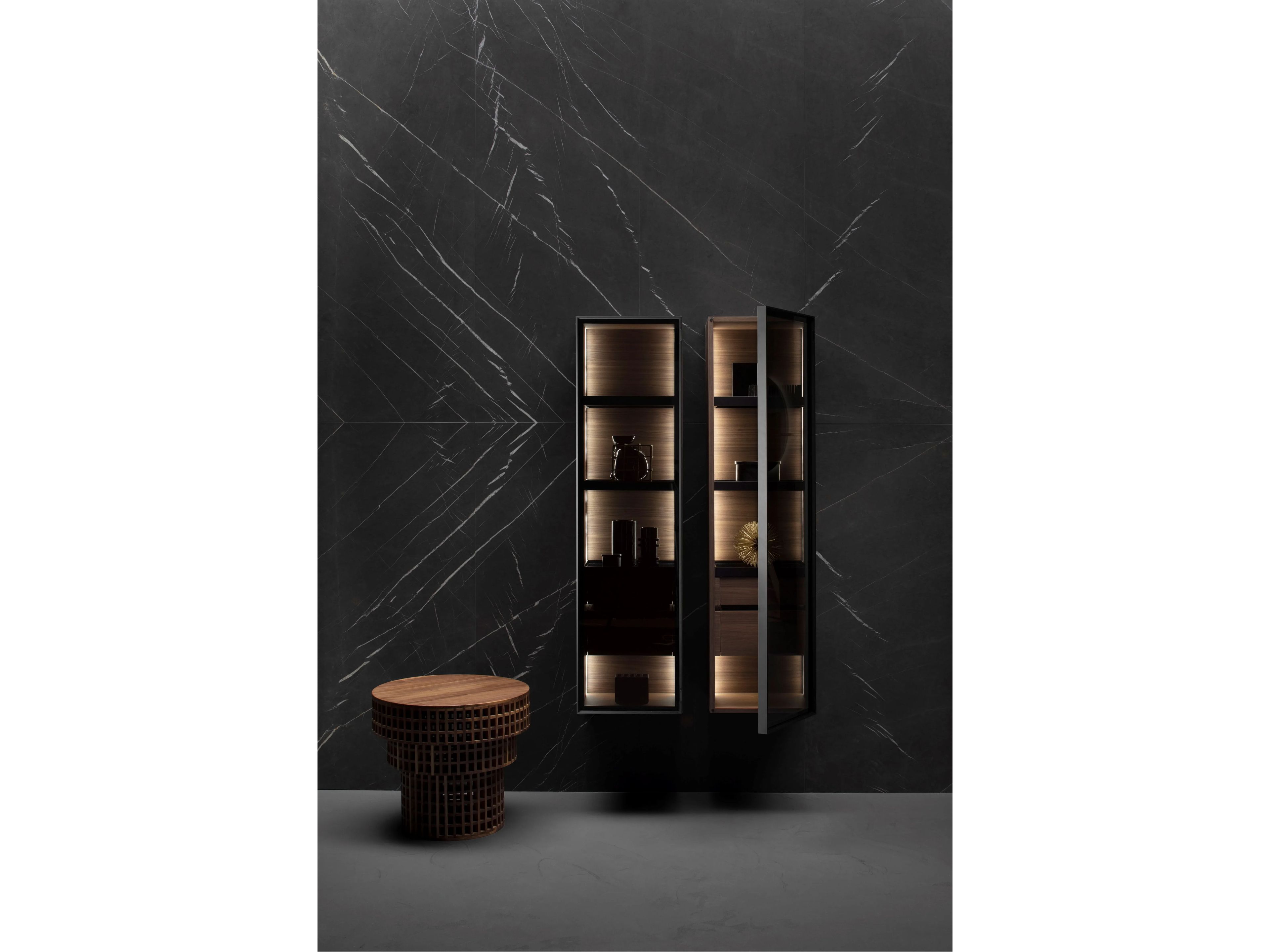 BUTLER Bathroom wardrobe in aluminum, glass and wood By FALPER | design ...