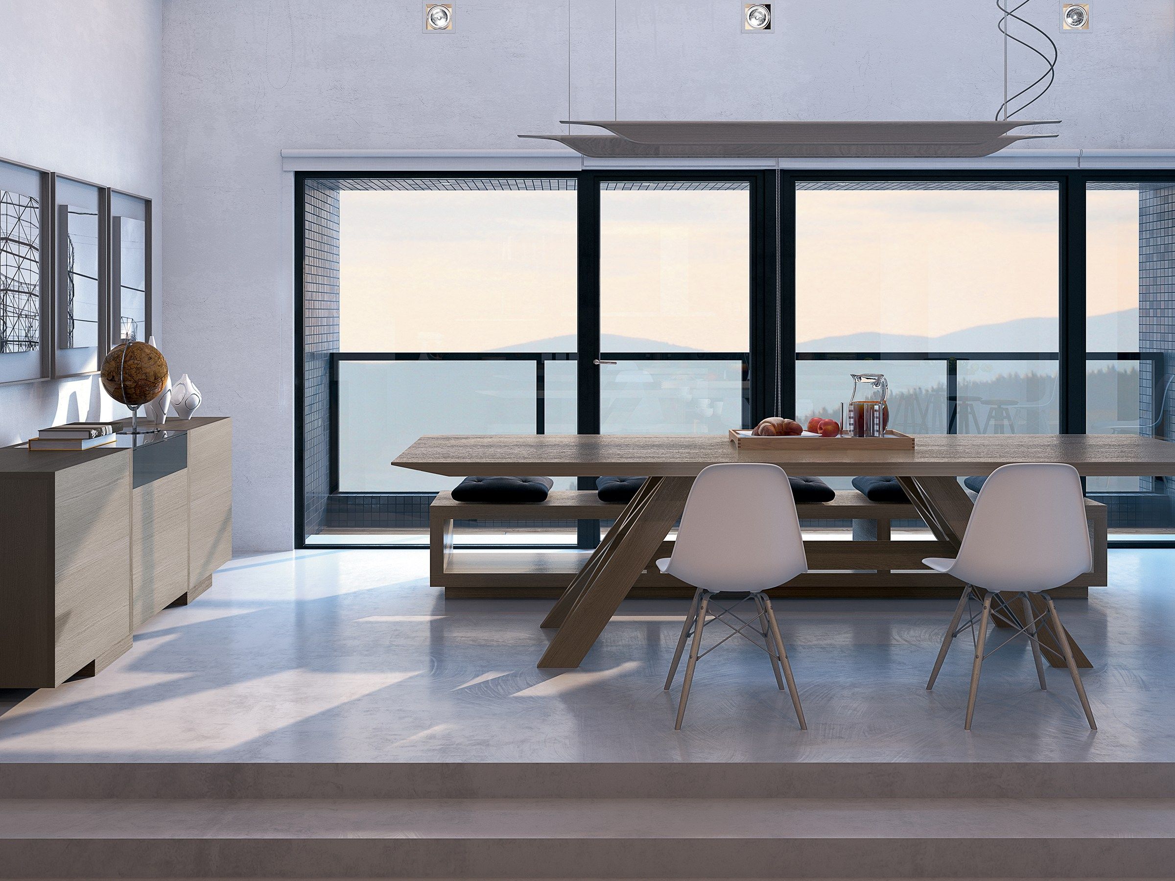 Wood veneer kitchen with island FIAMMA By GD Arredamenti