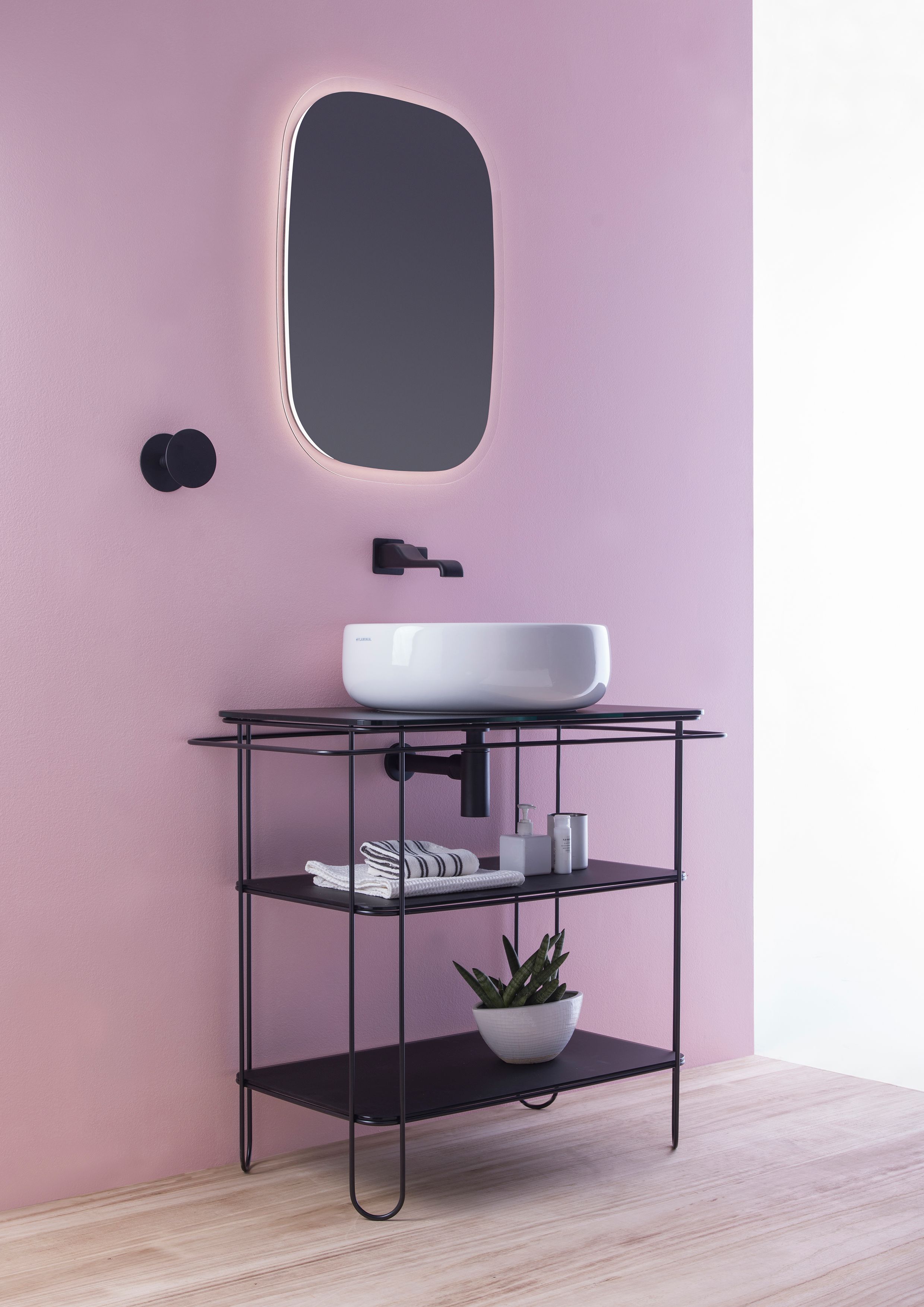 Glass and Stainless Steel console sink with towel rail FILO 75 Filo ...