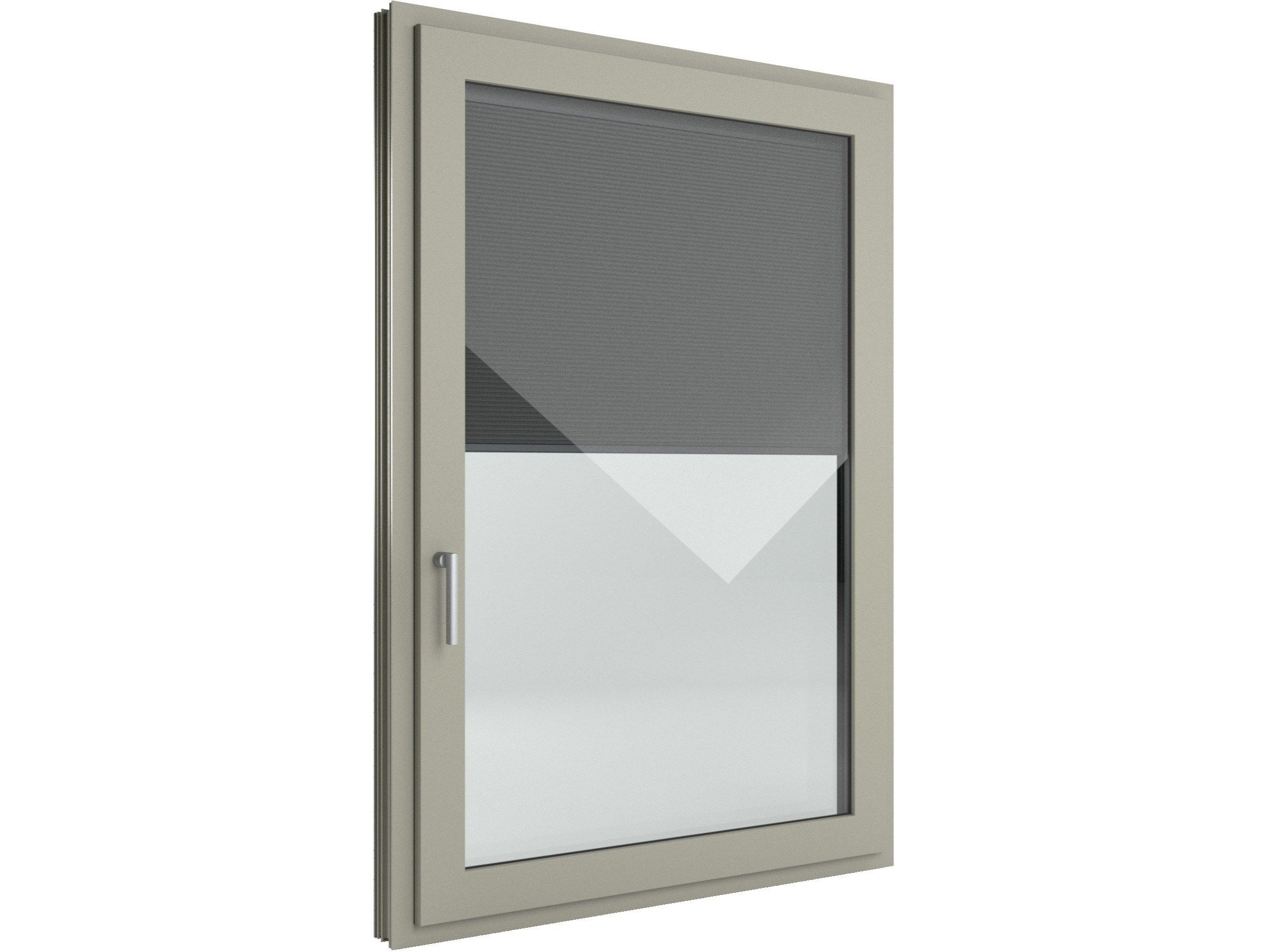 Aluminium and PVC casement window with built-in blinds FIN-Window Nova ...