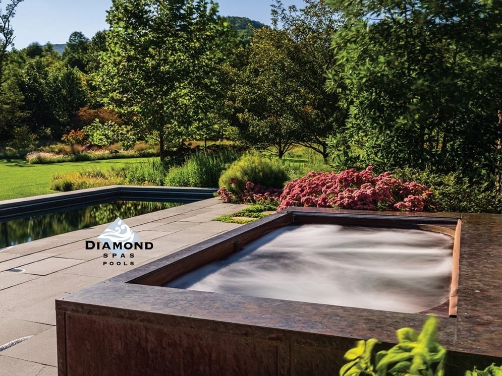 Custom copper spa with automatic cover hot tub By Diamond Spas