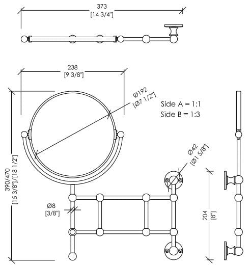 FIRST CLASS | Specchio ingranditore Specchio ingranditore bifacciale in ottone By Devon&Devon