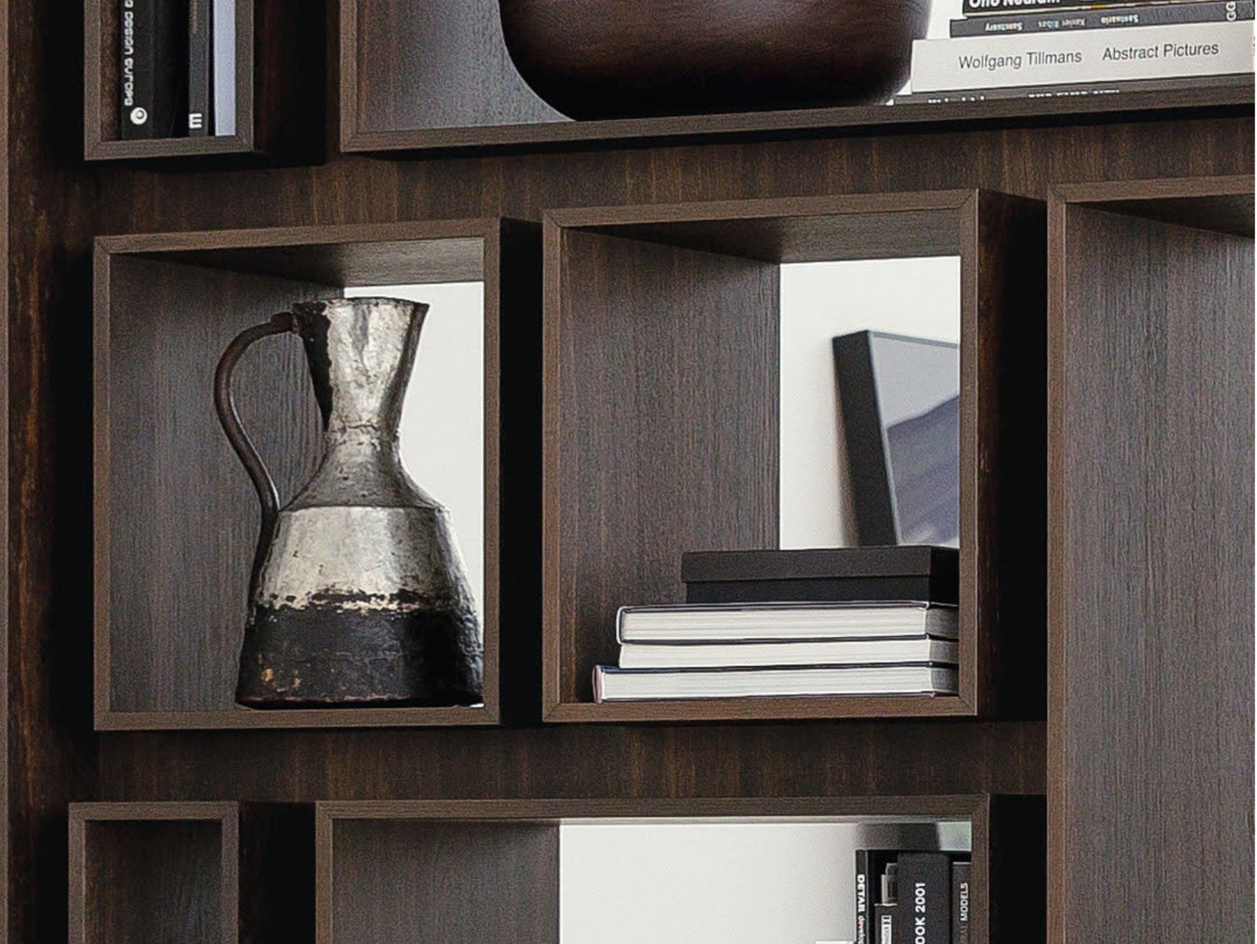 Divider walnut bookcase FIRST By Porada design Gino Carollo