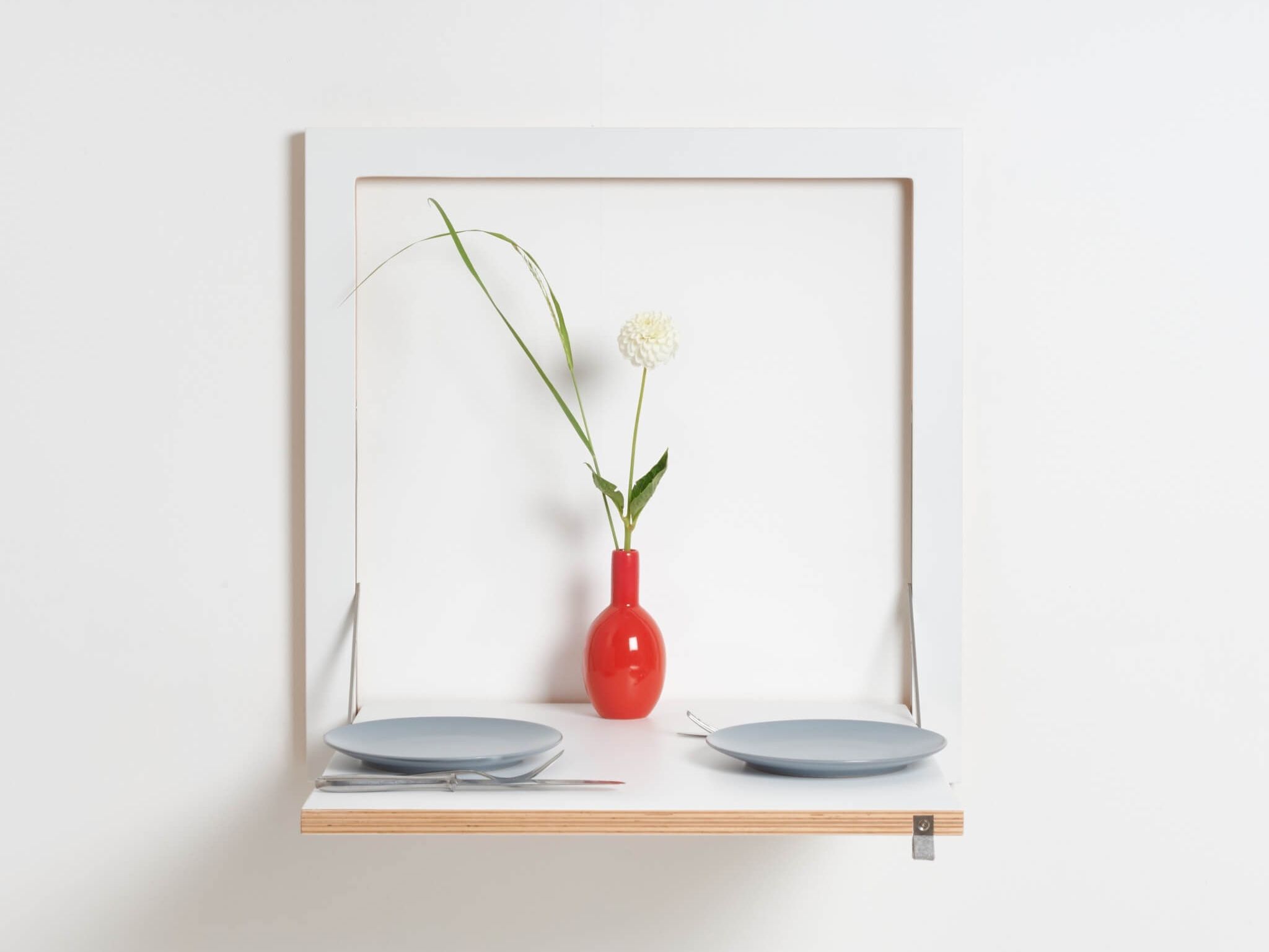 Wall mounted plywood kitchen table FLÄPPS KITCHEN TABLE - WHITE Fläpps ...