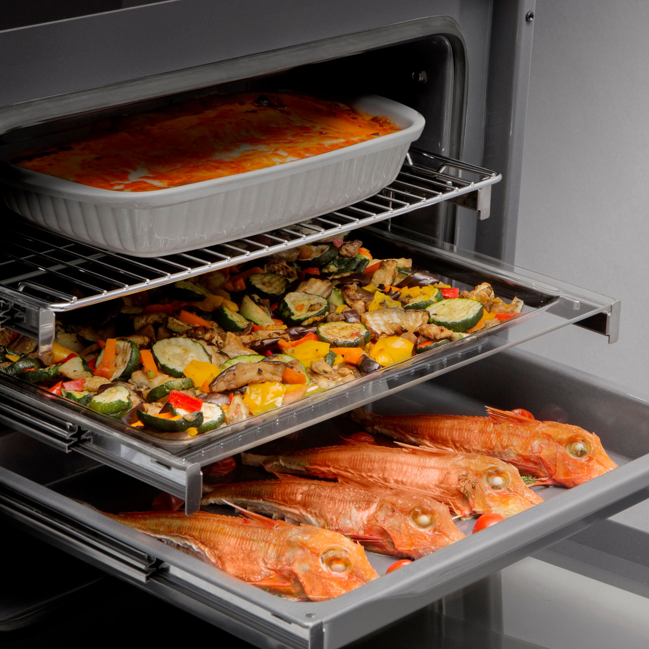 Built-in multifunction mirrored glass oven FL 60MF ONE TOUCH BLACK ...