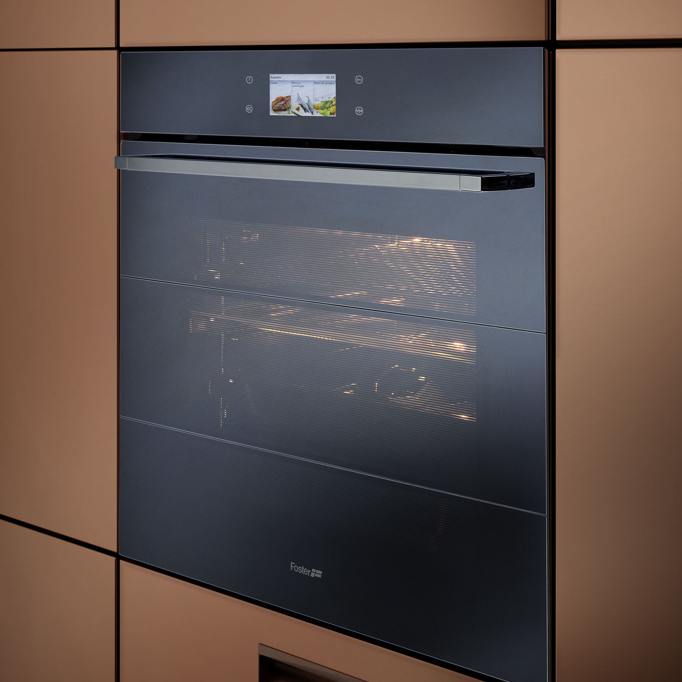 Built-in multifunction mirrored glass oven FL 60MF ONE TOUCH BLACK ...