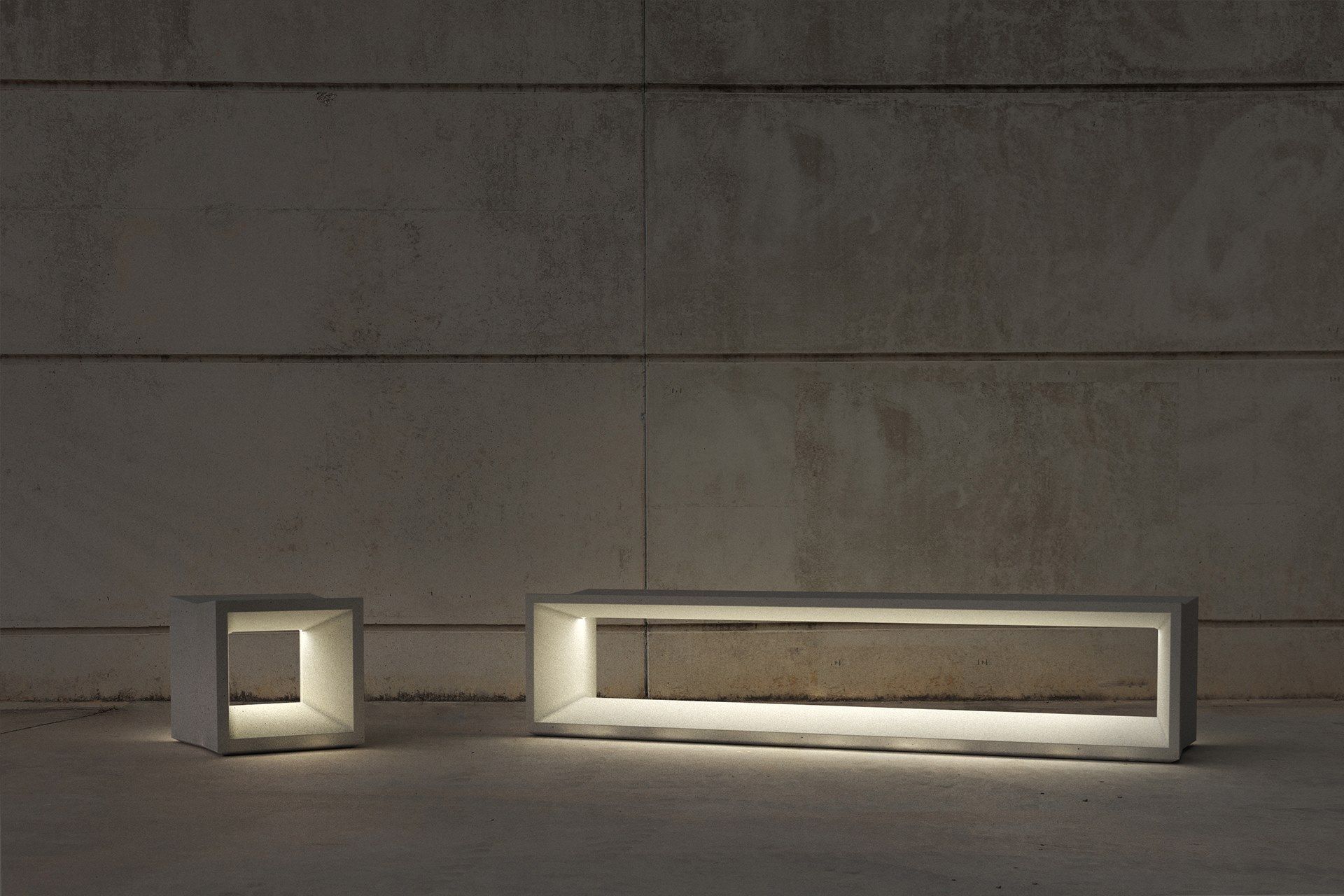 FLAT Concrete bench with Integrated Lighting By SIT | design João Carvalho