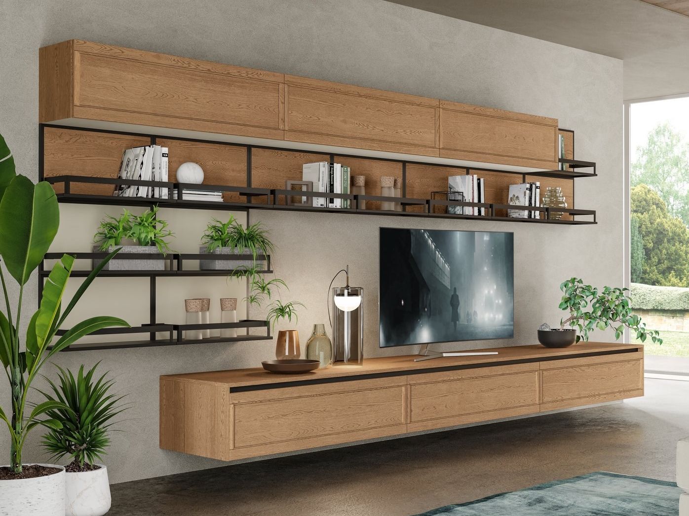 FLAVOUR LIVING 2 Sectional wall-mounted storage wall By Cucine Lube