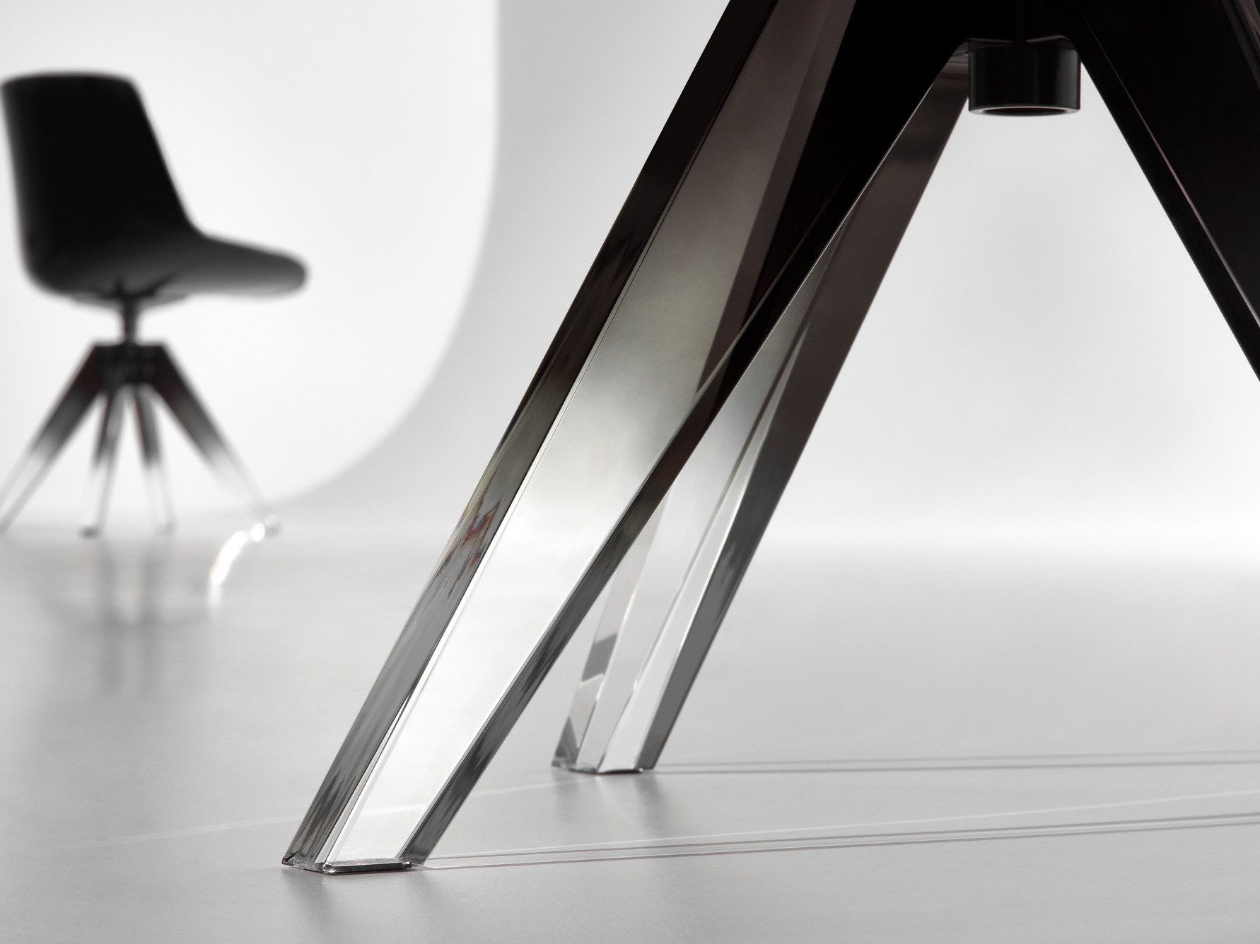 Upholstered trestle-based polycarbonate chair with armrests FLOW 10TH ...