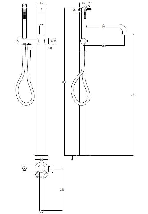 FLOW T1.33 | Bathtub tap Floor standing chromed brass bathtub tap By ...