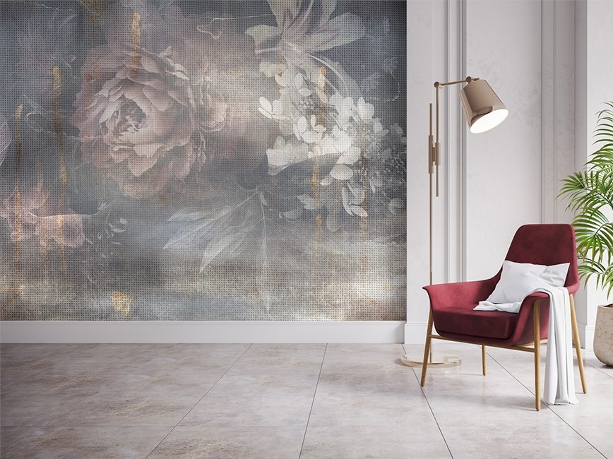 Blumen- Tapete FLOWERS WITH GOLDEN LINES By Studijo Design Josipa Maras