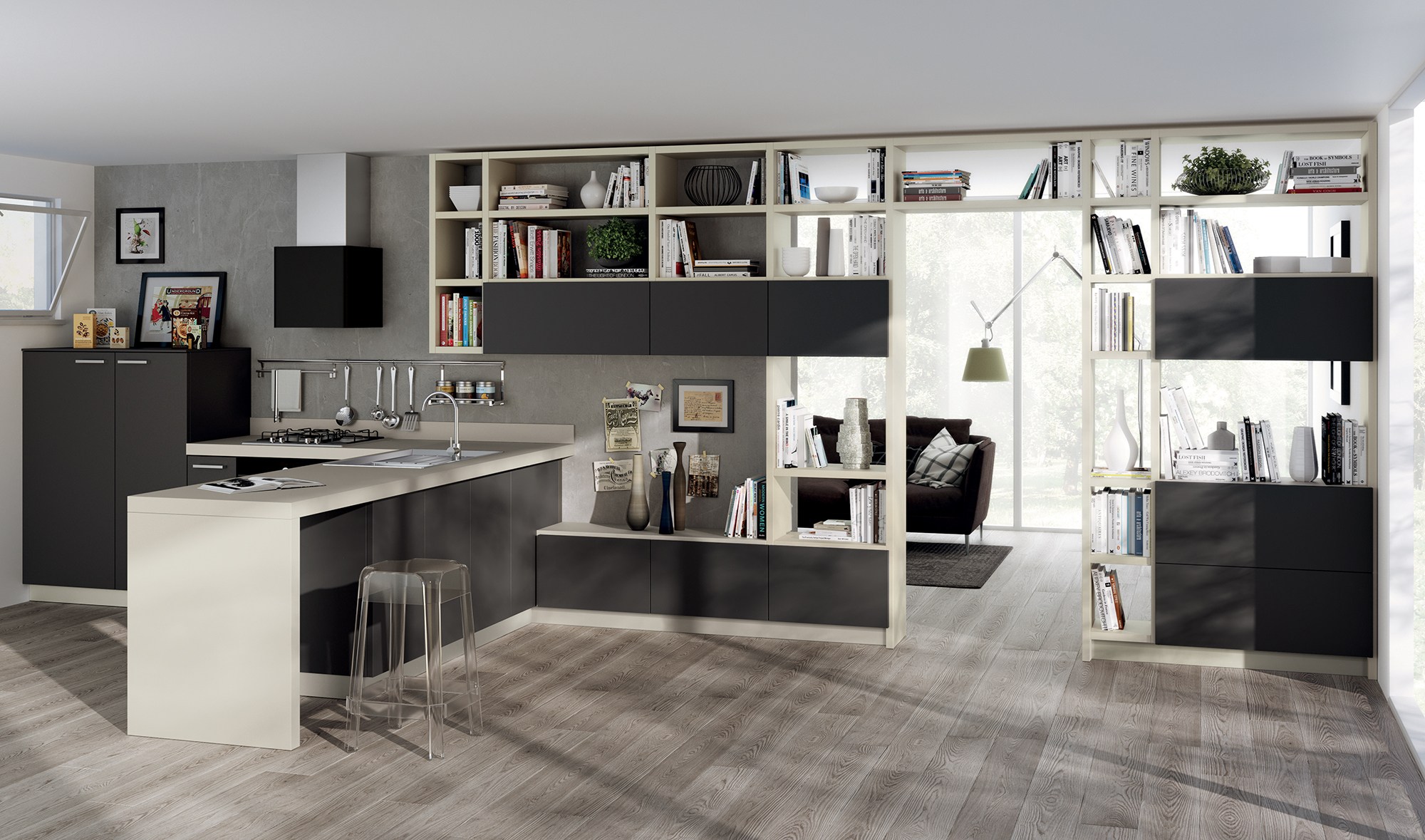 FLUIDA - Integrated kitchen module Integrated living rooms Line By ...