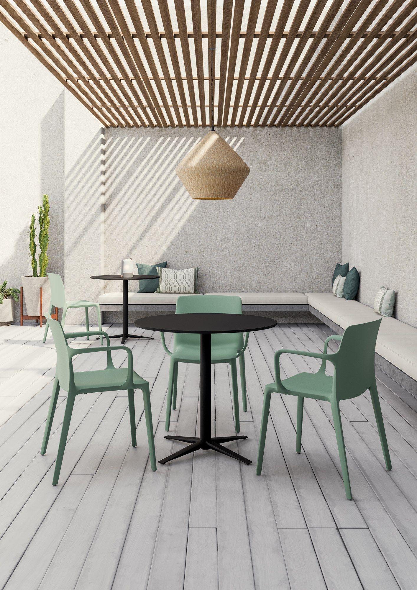 FLUIT Stackable polypropylene garden chair with armrests By ACTIU | design Archirivolto - Pocci ...