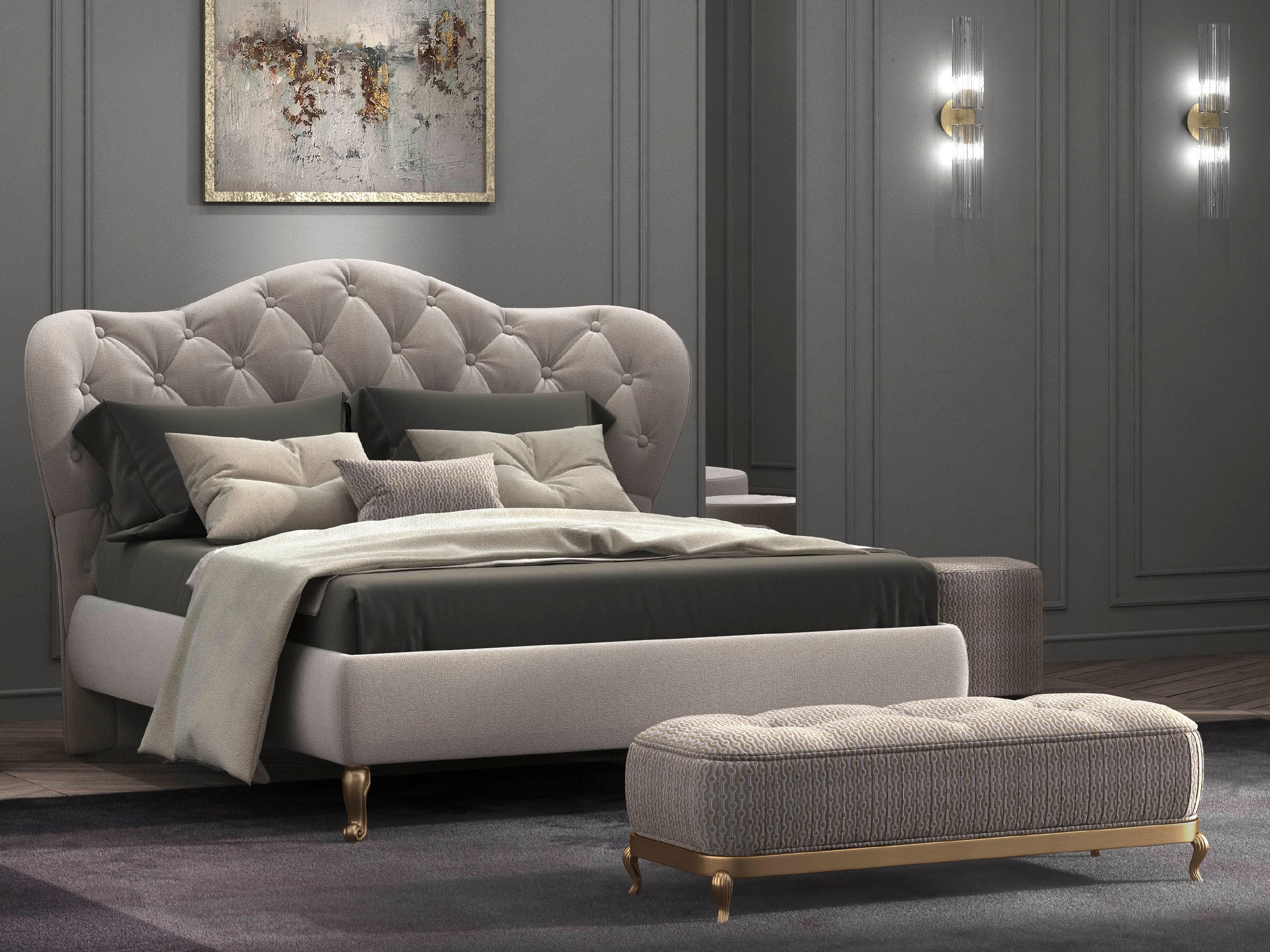 FLY | Bed with tufted headboard Double bed with tufted headboard By ...
