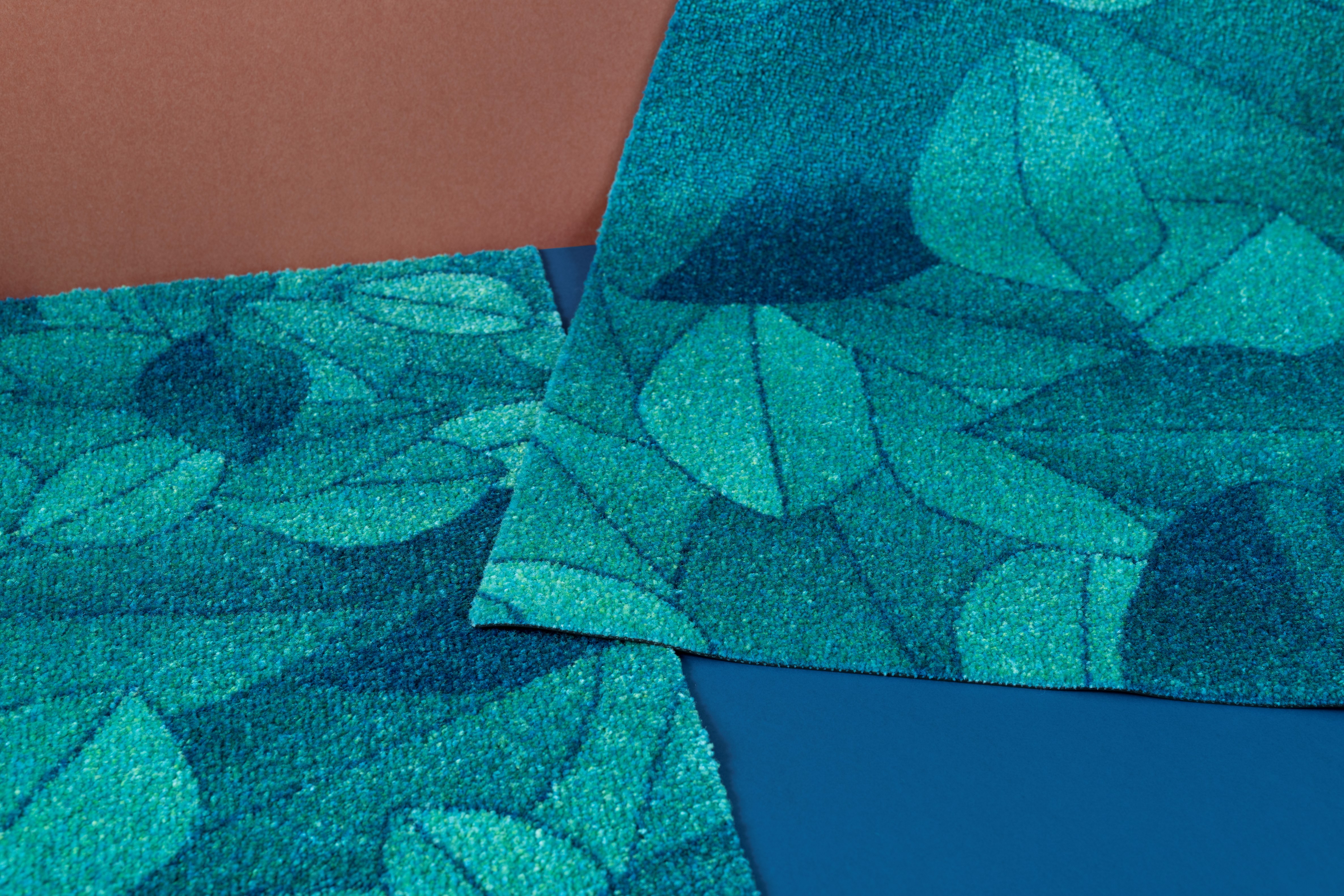 Rectangular recycled material rug FOLIAGE BLUE DUSK Foliage Collection ...