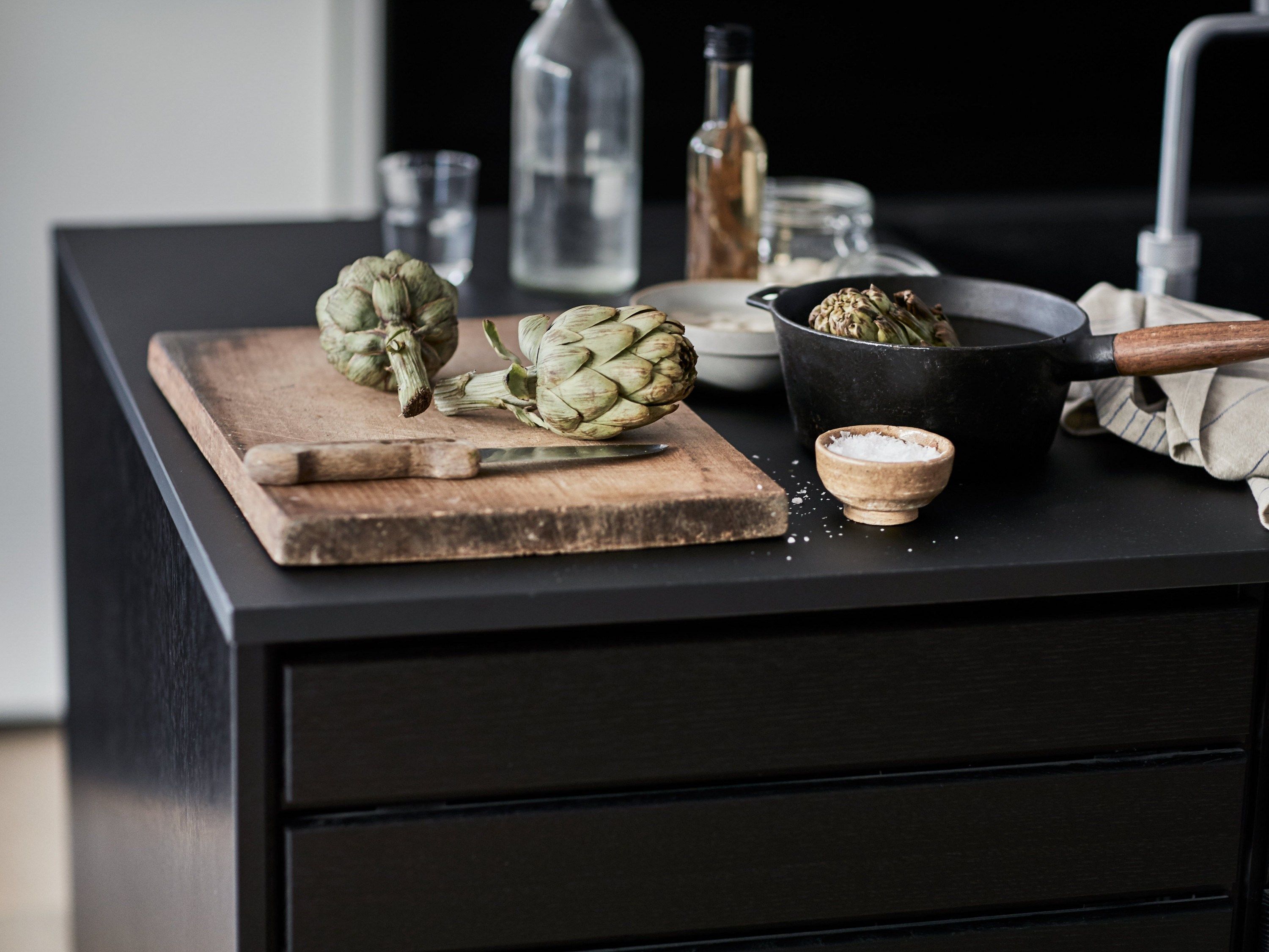 Solid wood kitchen with island FORM 1 - BLACK OAK By Multiform