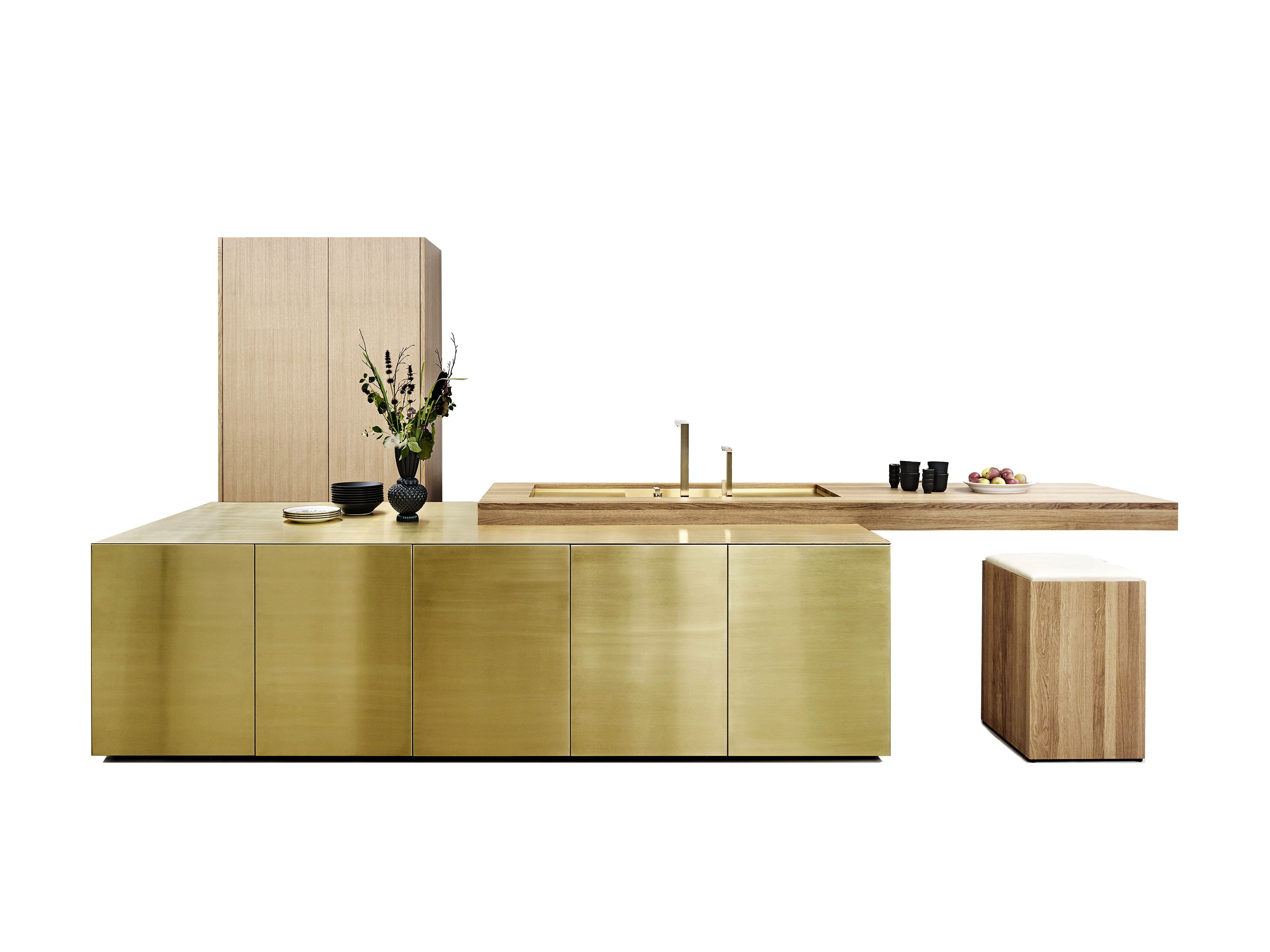 Solid wood kitchen with push to open doors FORM 45 - BRASS By Multiform ...
