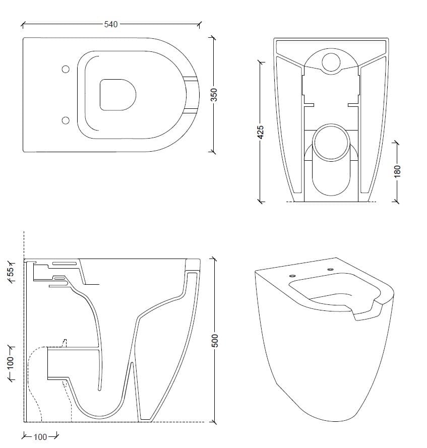 FORM SQUARE H 50 | Toilet By Alice Ceramica