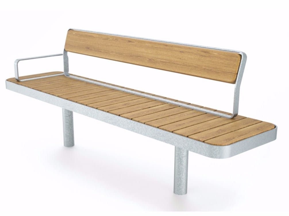 FORUM BENCH | Bench Contemporary style backless steel and wood bench ...