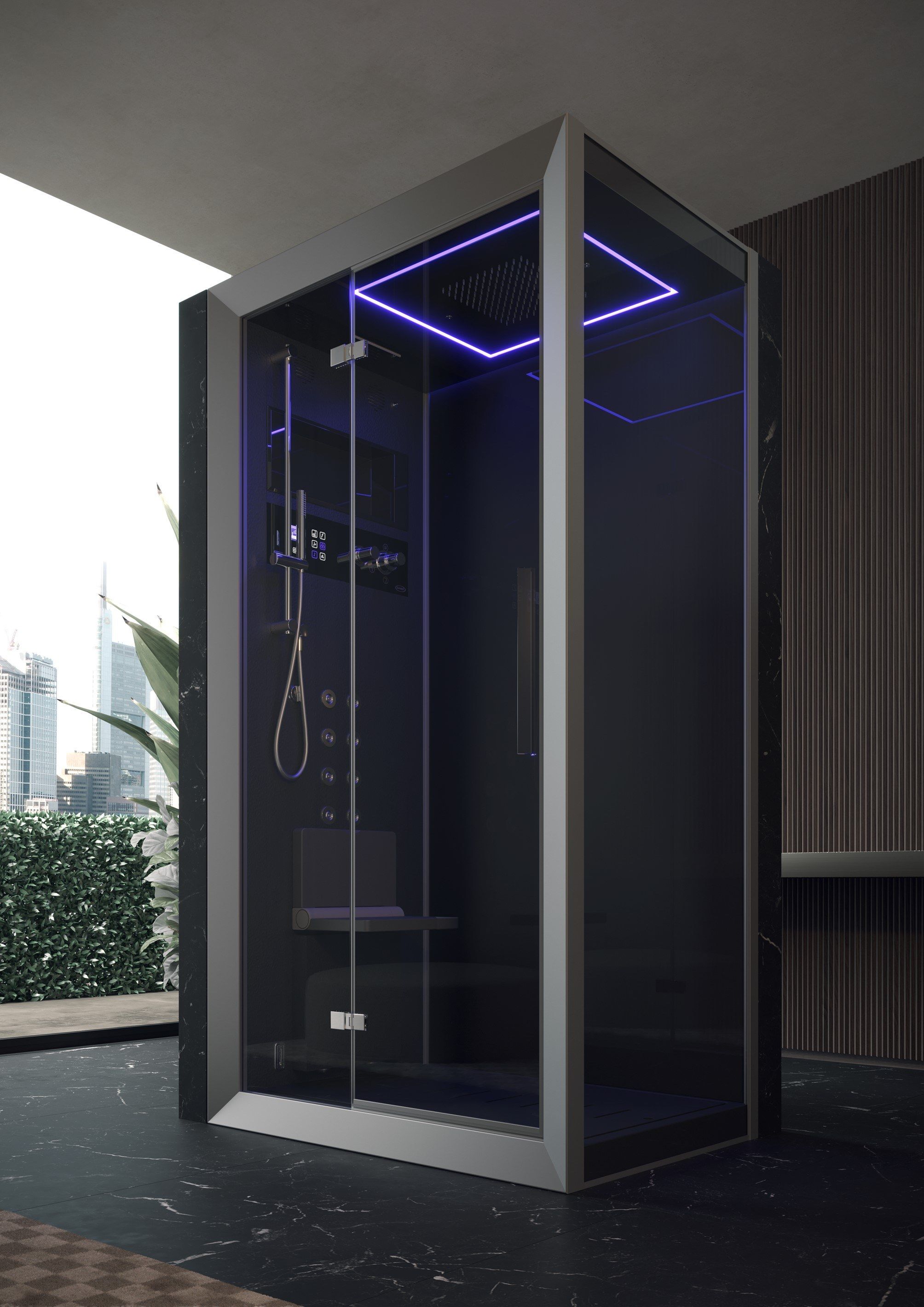 Multifunction steam shower cabin FRAME 120 By Jacuzzi® design Mario ...