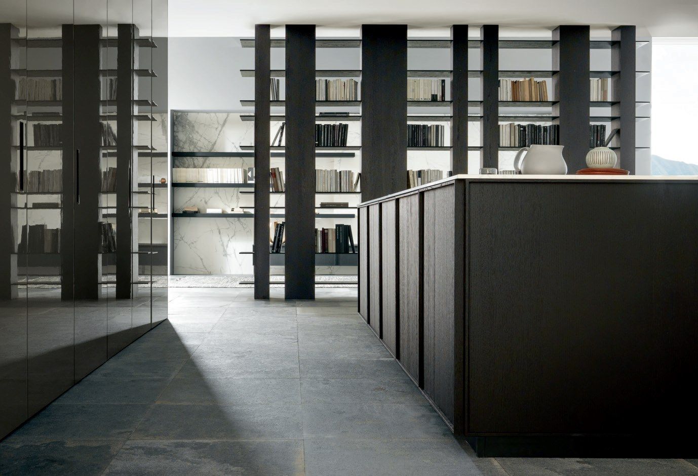 FRAME BLADE Hideaway linear oak kitchen with island By MODULNOVA ...