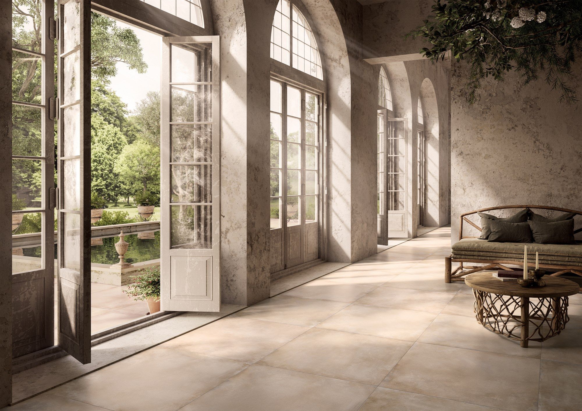 Full-body porcelain stoneware wall/floor tiles with concrete effect ...