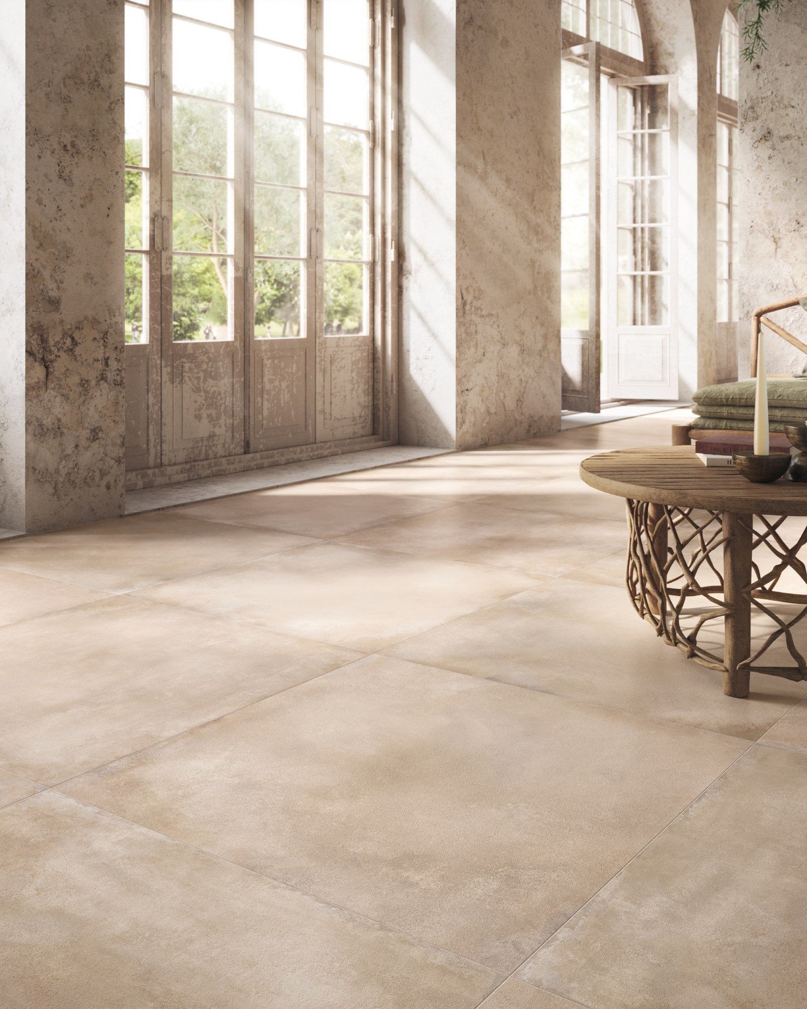 Full-body porcelain stoneware wall/floor tiles with concrete effect ...