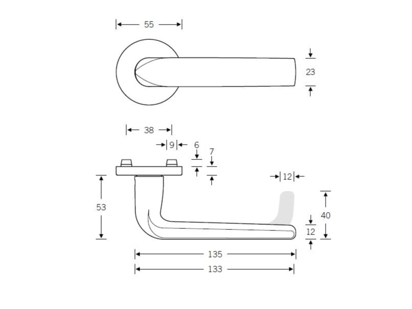 FSB 12 1267 | Door handle Powder coated aluminium door handle on rose ...
