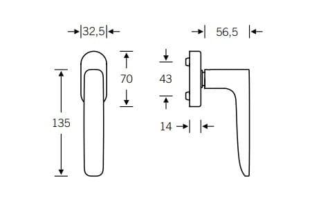 FSB 34 1289 | DK window handle Window handle with push-to-unlock ...