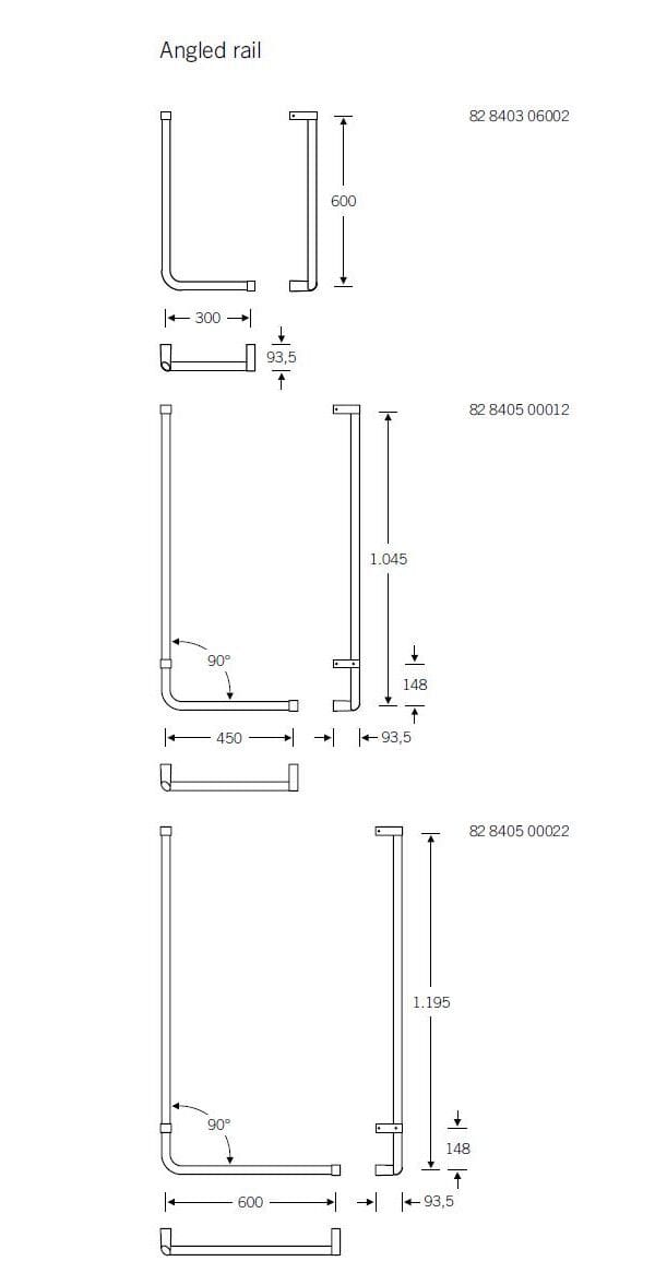 ERGOSYSTEM® A100 | Grab bar L-shaped powder coated aluminium grab bar ...