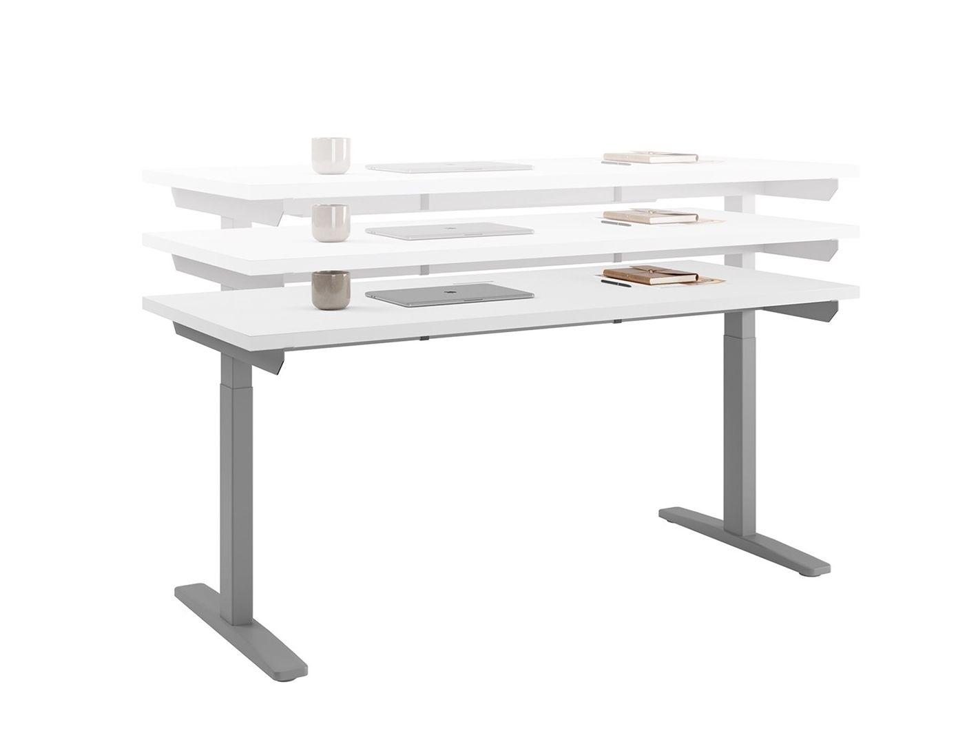 FUJI Height-adjustable laminate office desk with cable management By Ersa