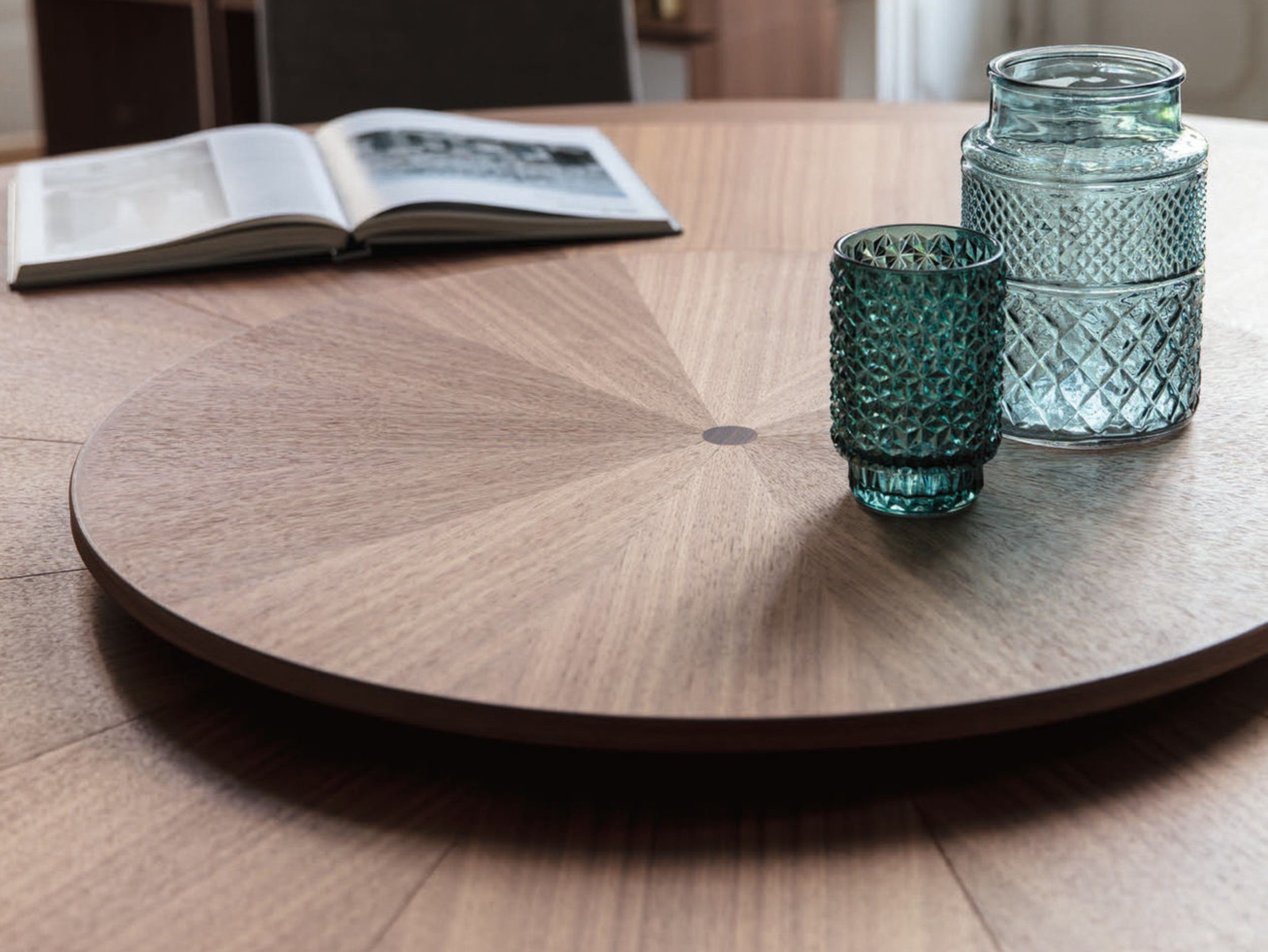 Round solid wood table with Lazy Susan FUJI By Porada design Tarcisio ...