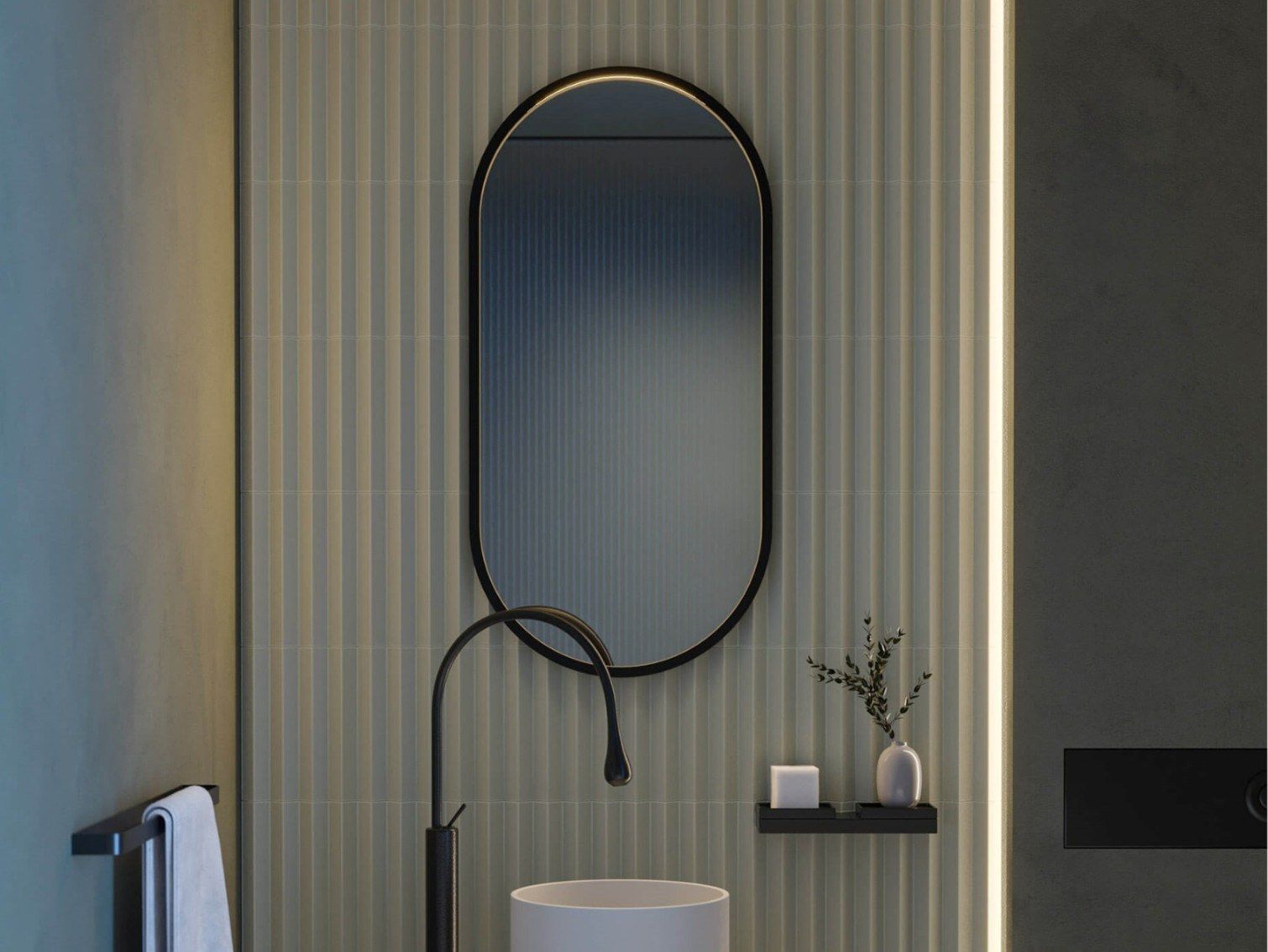 FUTON W | Specchio ovale Specchio OLED ovale in alluminio con cornice ...
