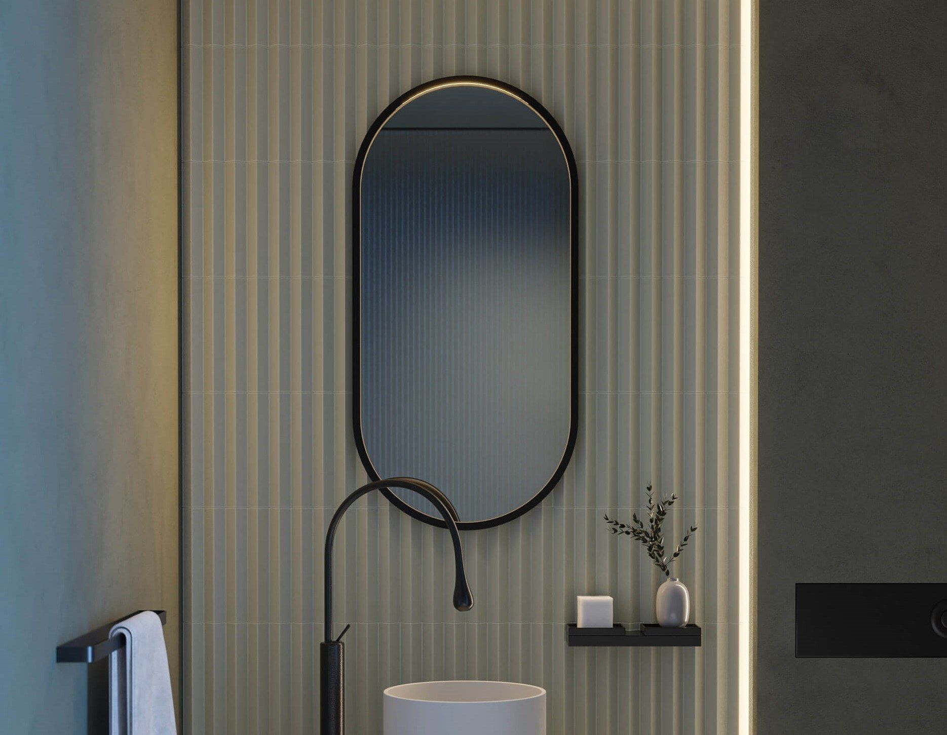 FUTON W OLED rectangular framed aluminium mirror By Intra lighting ...