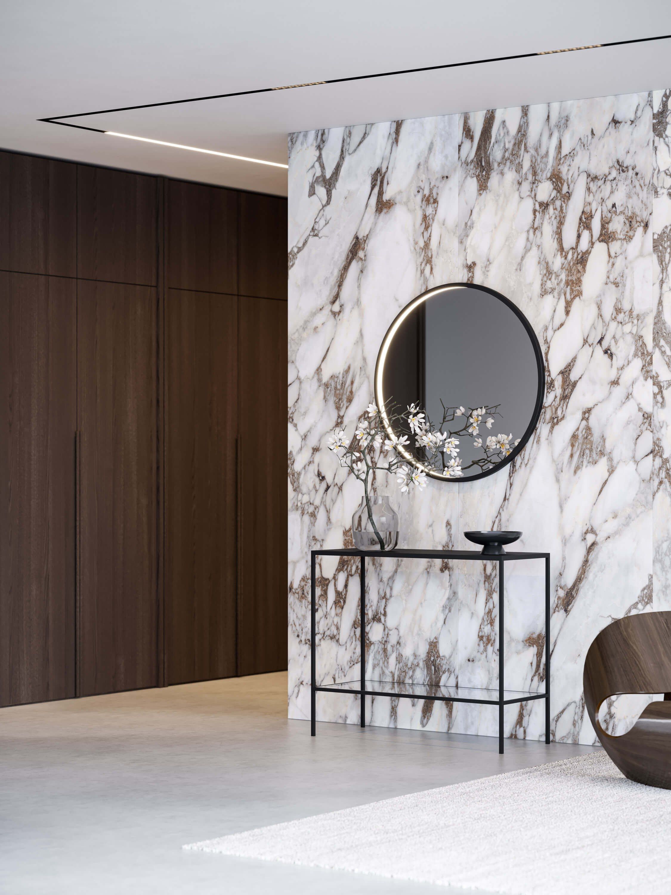 FUTON W | Specchio rotondo Specchio OLED rotondo in alluminio con ...