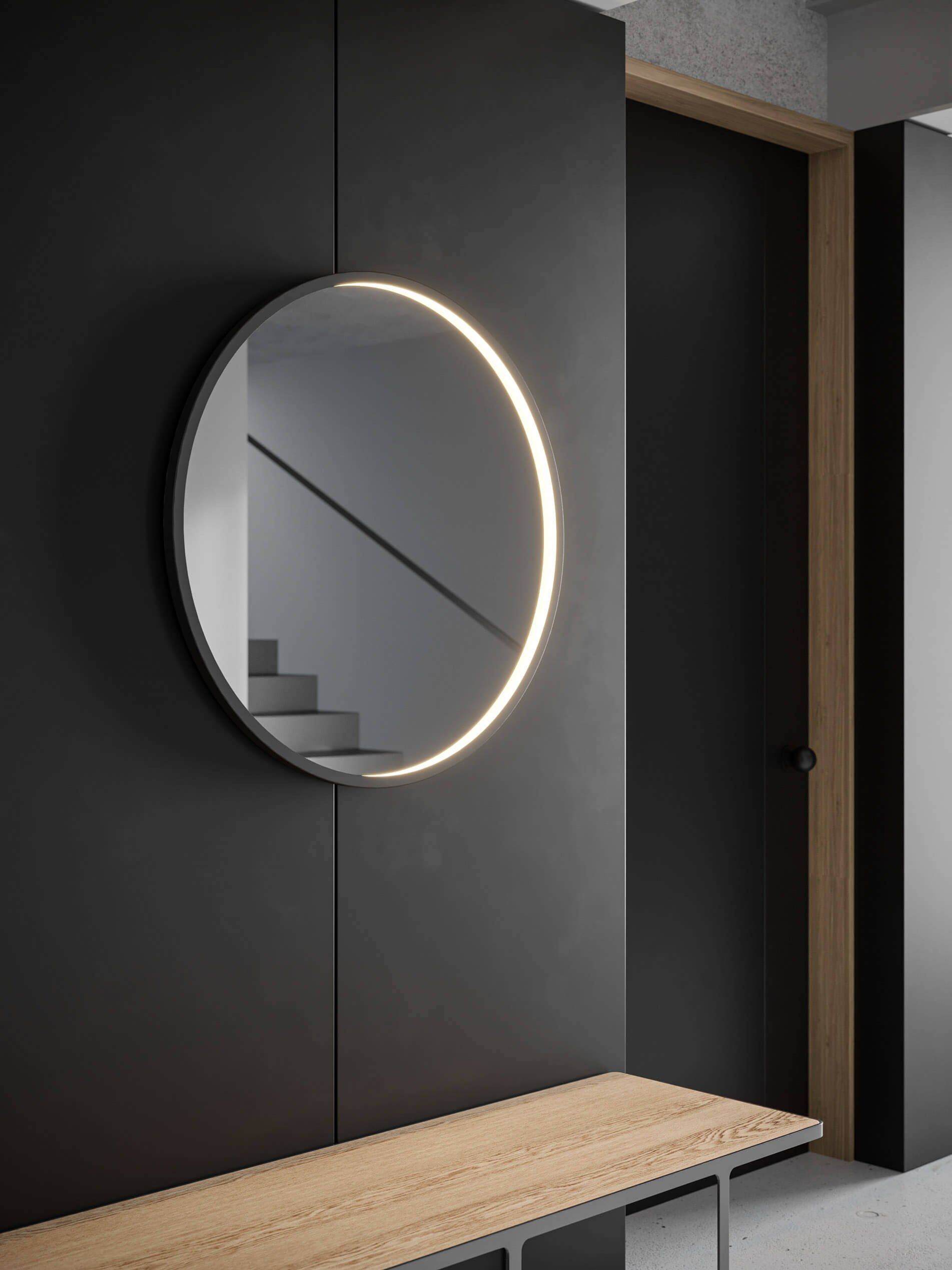 FUTON W | Specchio rotondo Specchio OLED rotondo in alluminio con ...