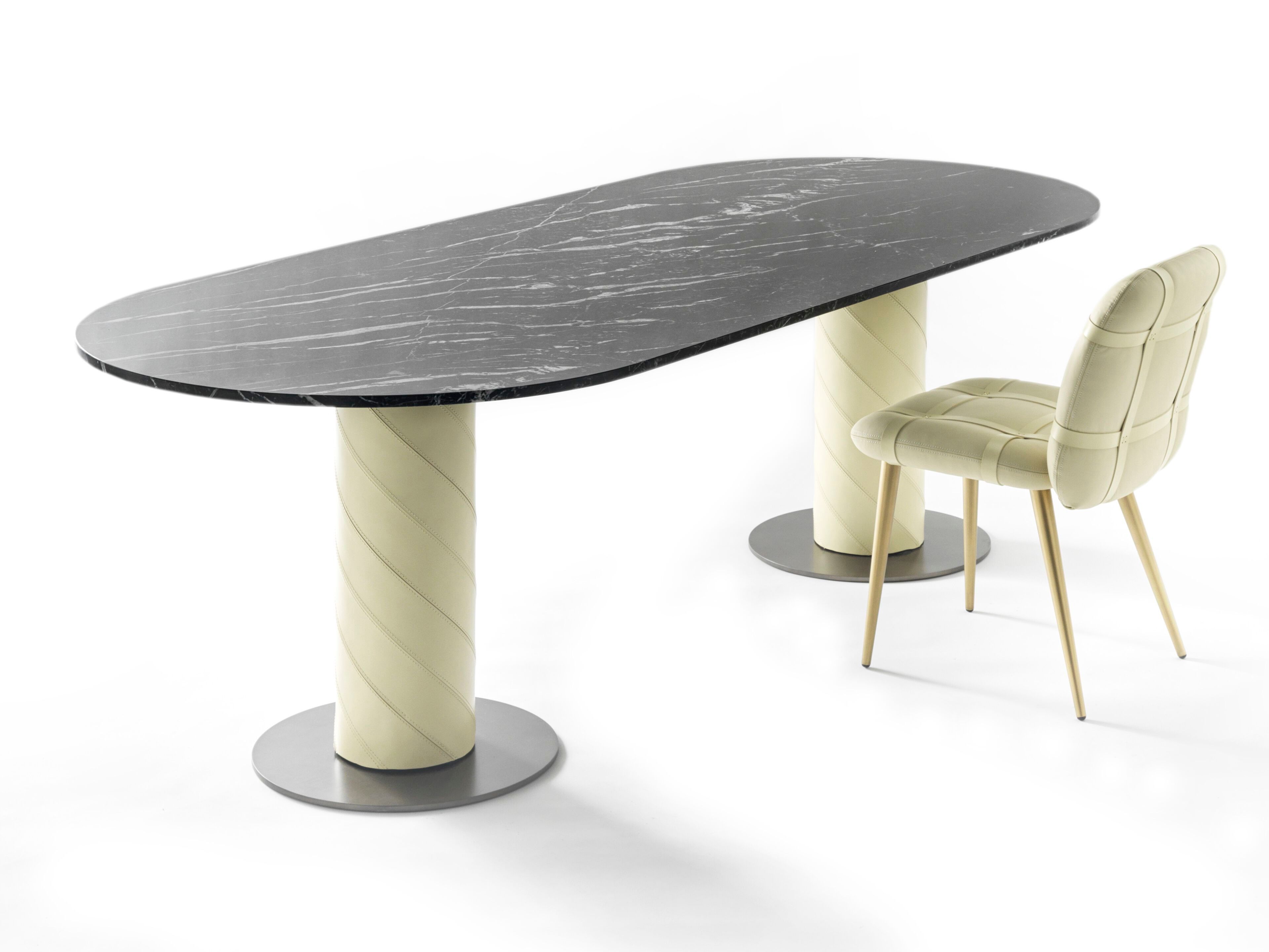 ROLLING 2B Oval marble dining table By Fasem | design Giancarlo Vegni