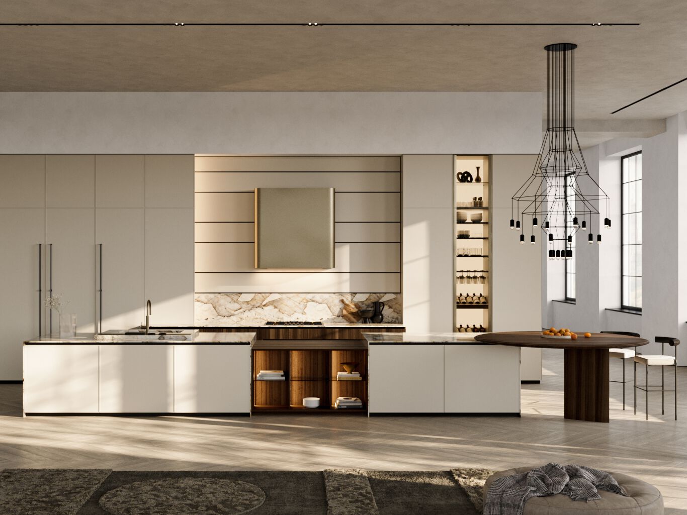 FRAME Laquered kitchen with island and Patagonia stone top By ...