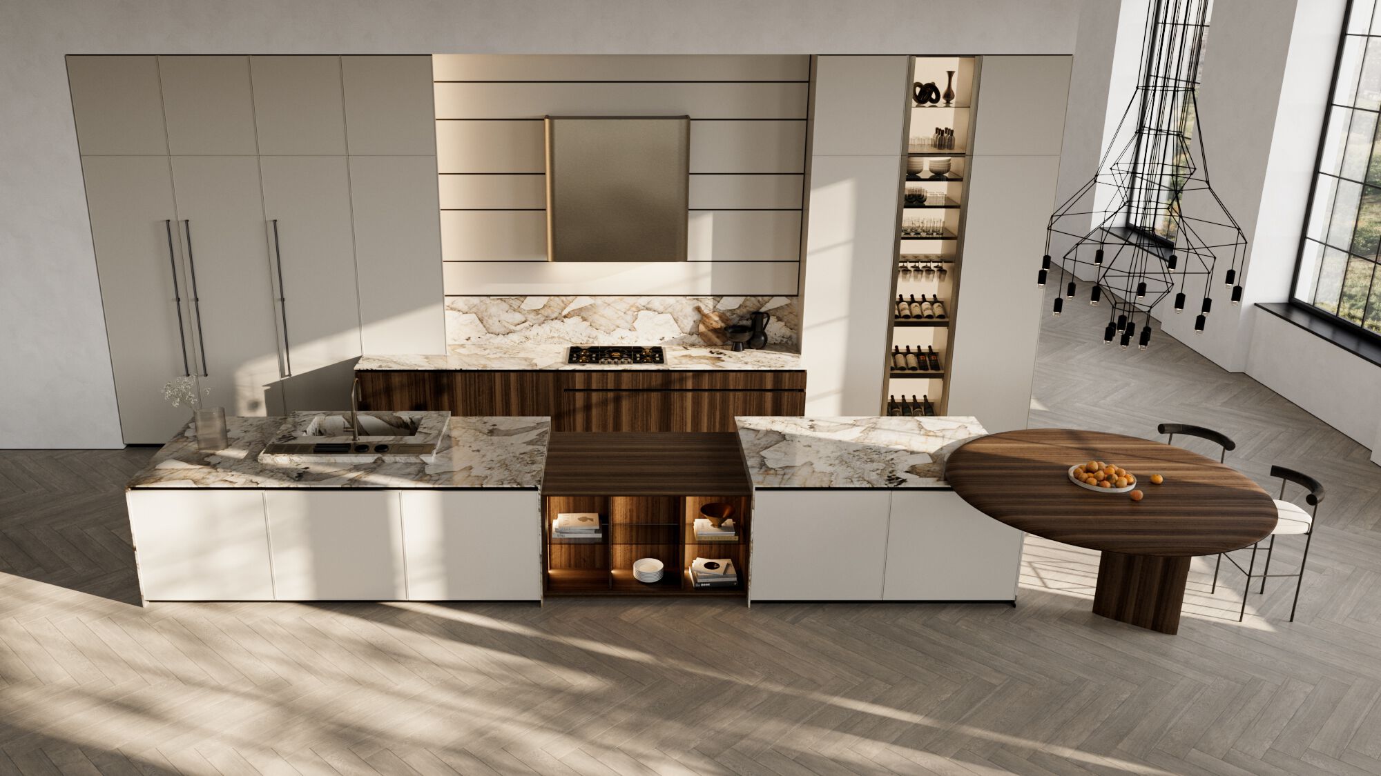 FRAME Laquered kitchen with island and Patagonia stone top By ...