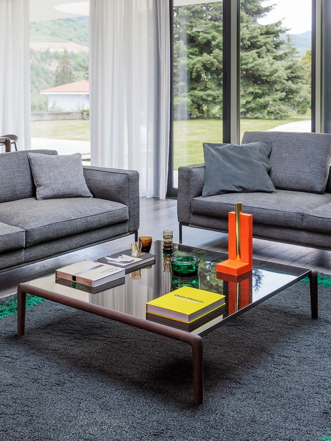 GAUDÍ Wood and glass side table By Flou | design Matteo Nunziati