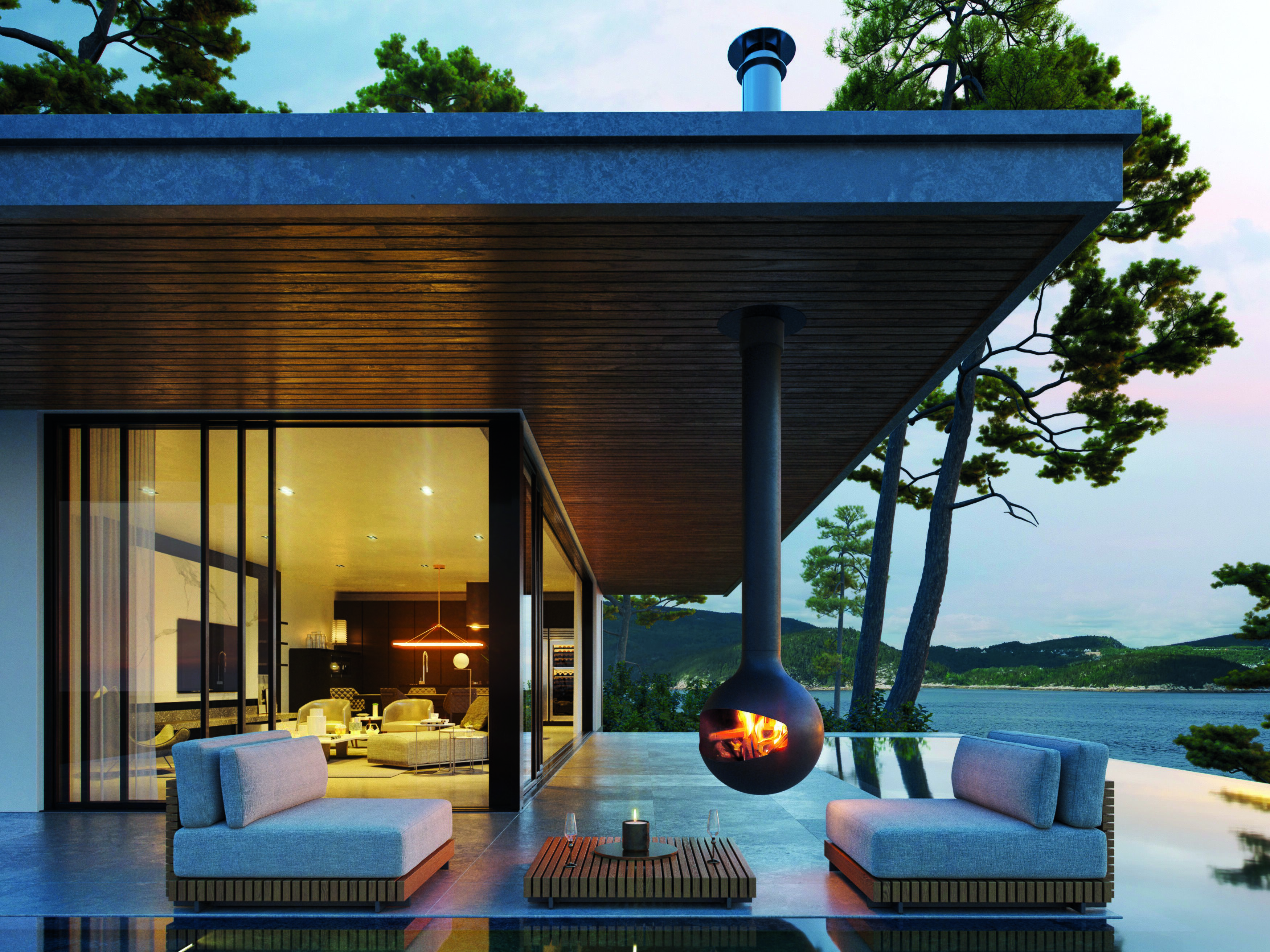 BATHYSCAFOCUS OUTDOOR Hanging outdoor swivel fireplace By Focus ...