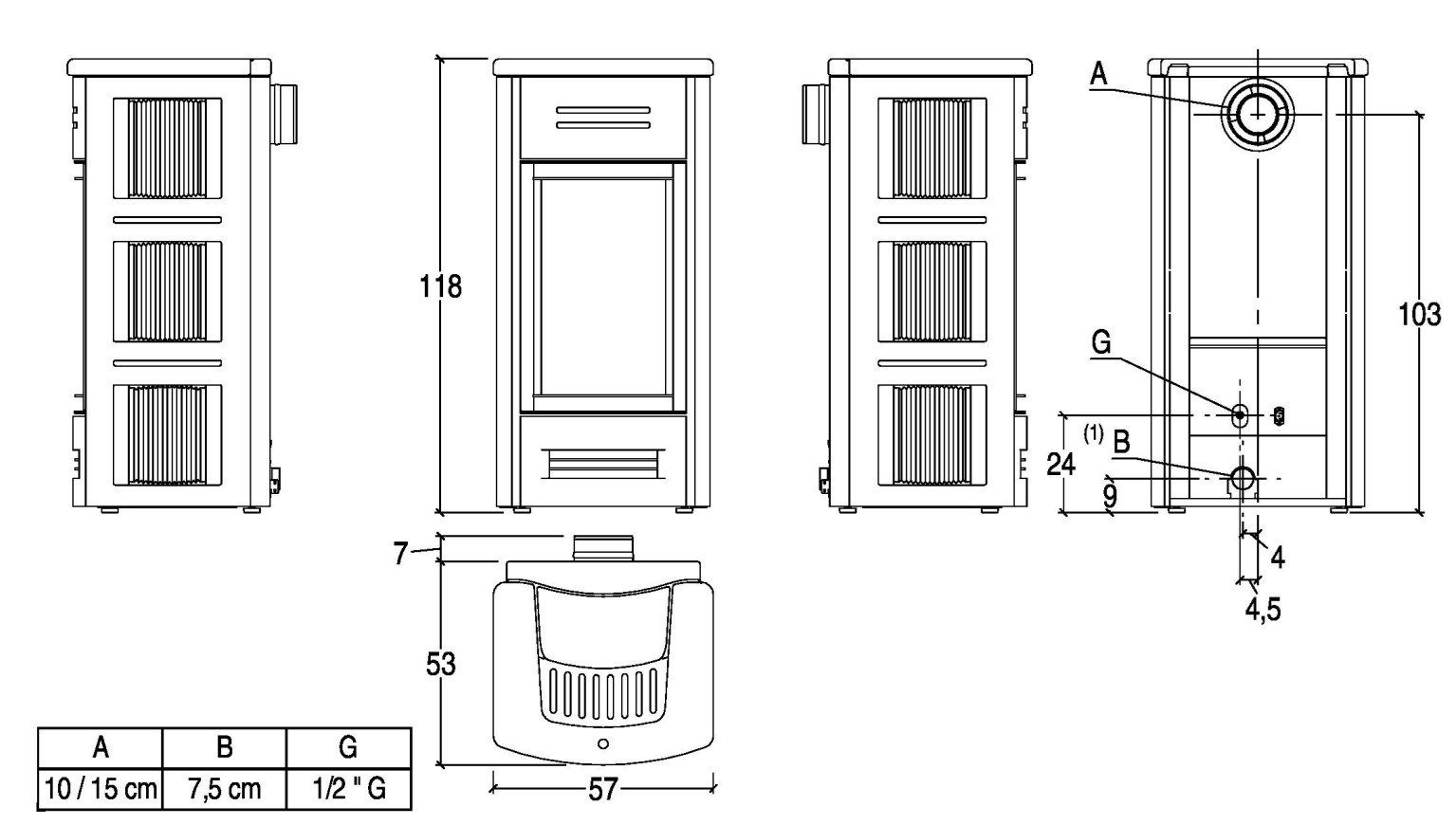 G963 | Kaminofen Gas- Luft-Kaminofen aus Stahl By Piazzetta