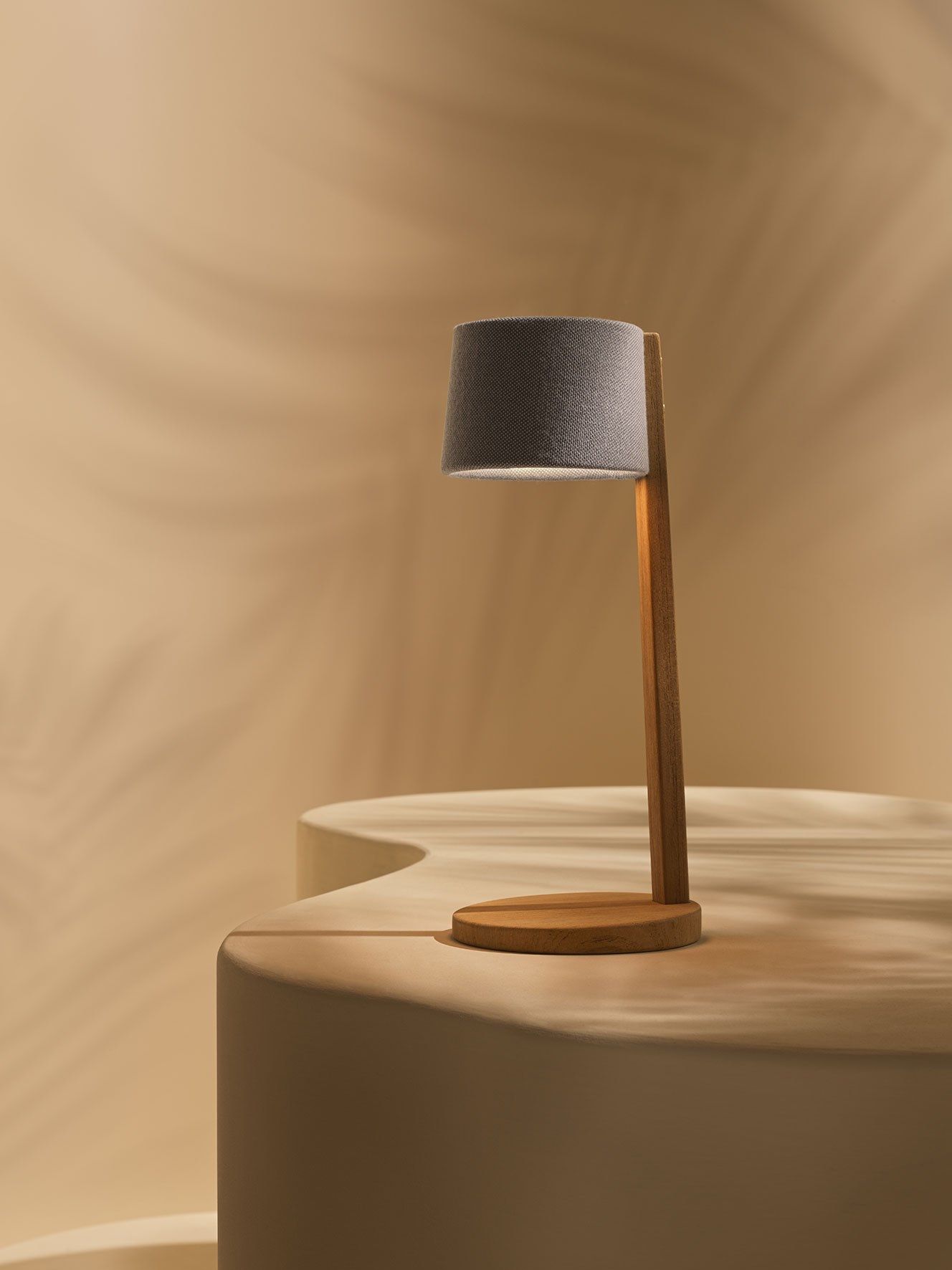 GAIA Teak Outdoor table lamp cordless By Ethimo | design Marc Sadler