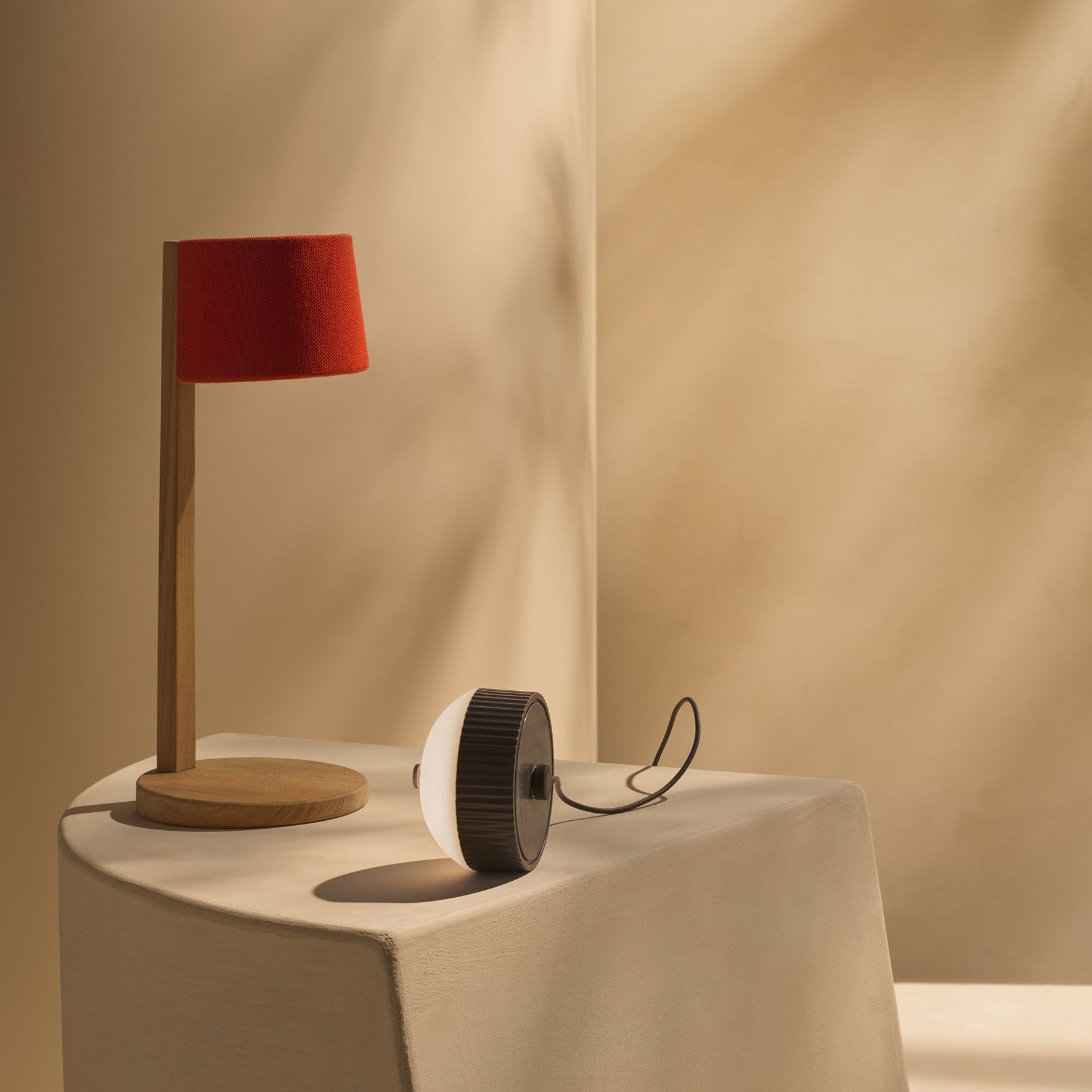 GAIA Teak Outdoor table lamp cordless By Ethimo | design Marc Sadler