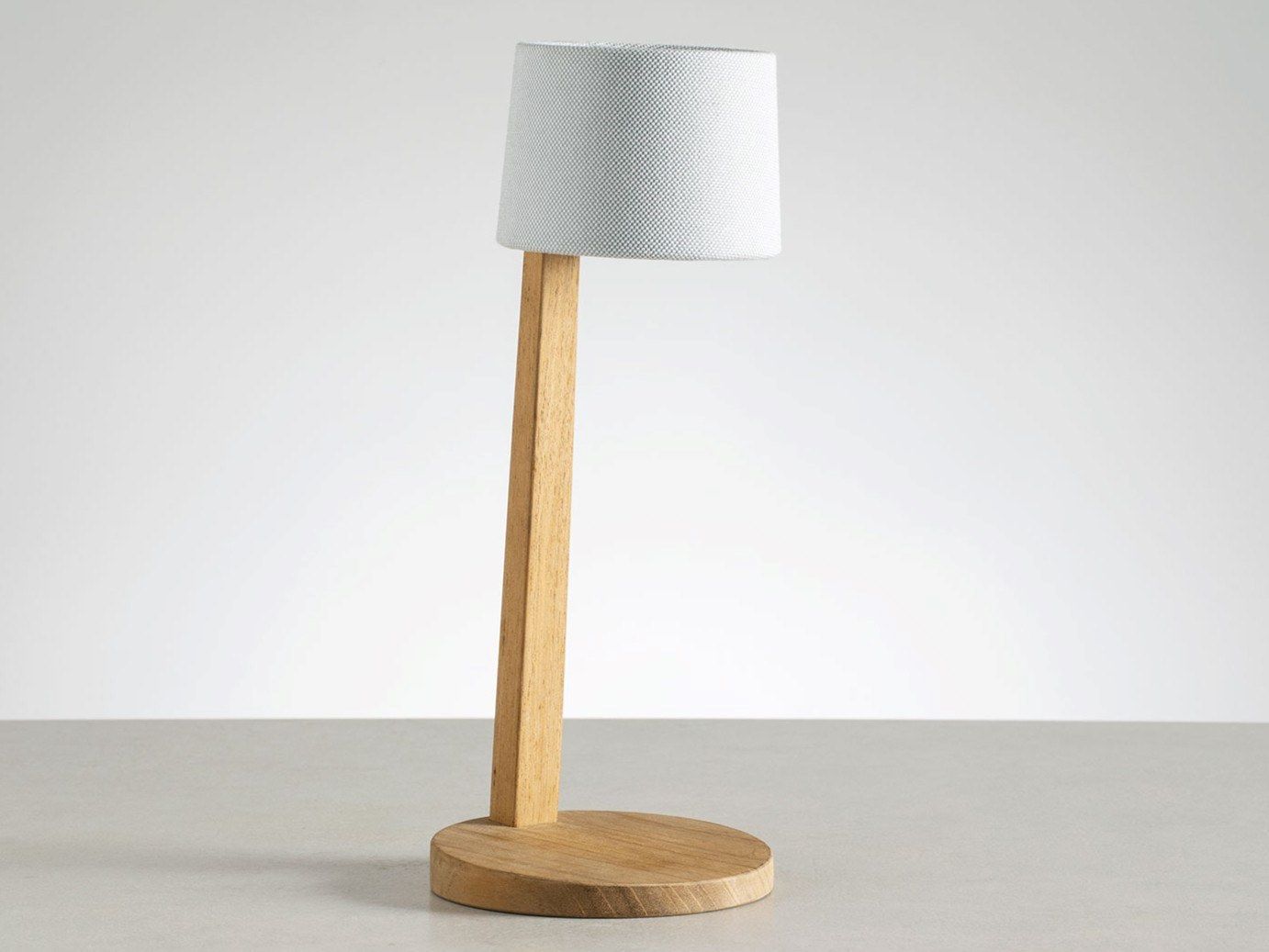 GAIA Teak Outdoor table lamp cordless By Ethimo | design Marc Sadler
