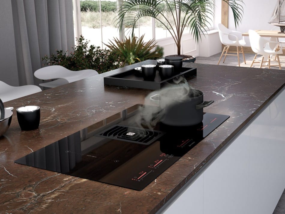 Induction glass hob with integrated hood GALILEO By FABER