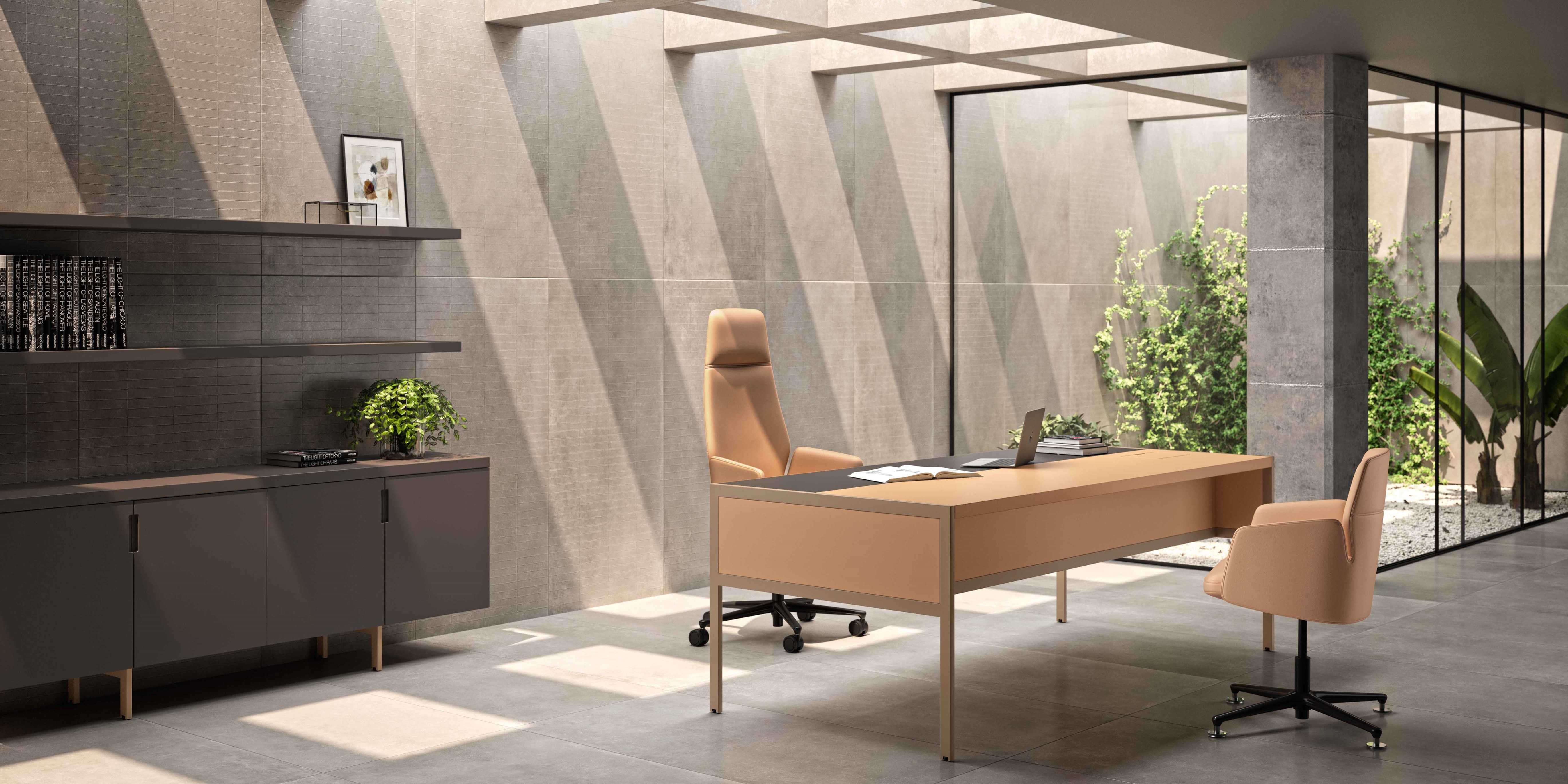 GALLERY Rectangular wood veneer office desk By Ofifran | design Dorigo ...