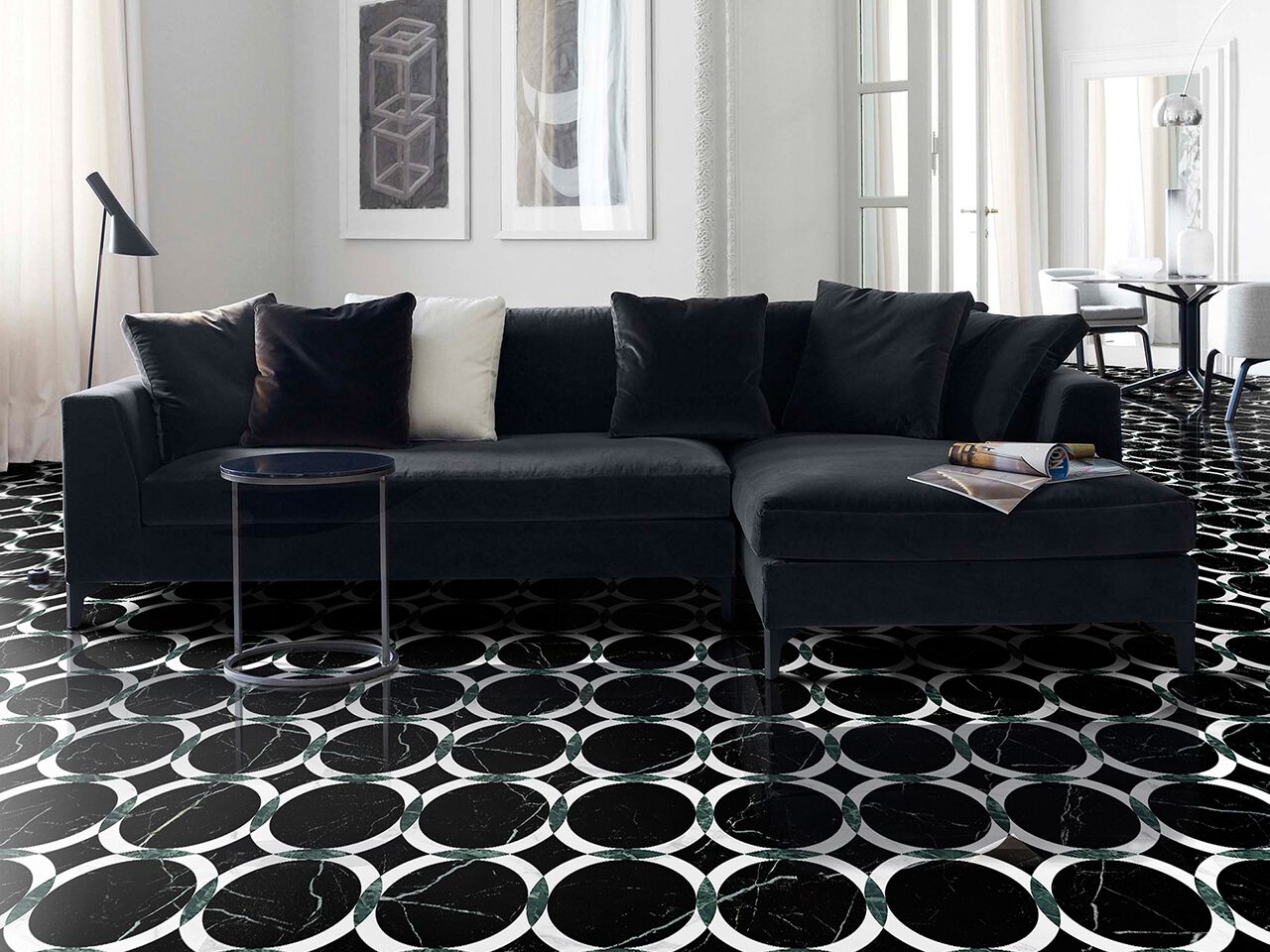 Pavimento/rivestimento in gres porcellanato effetto marmo NERO MARQUINA ...
