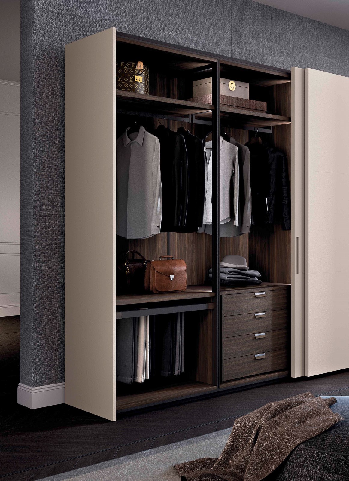 Sectional wooden wardrobe GAP By OLIVIERI